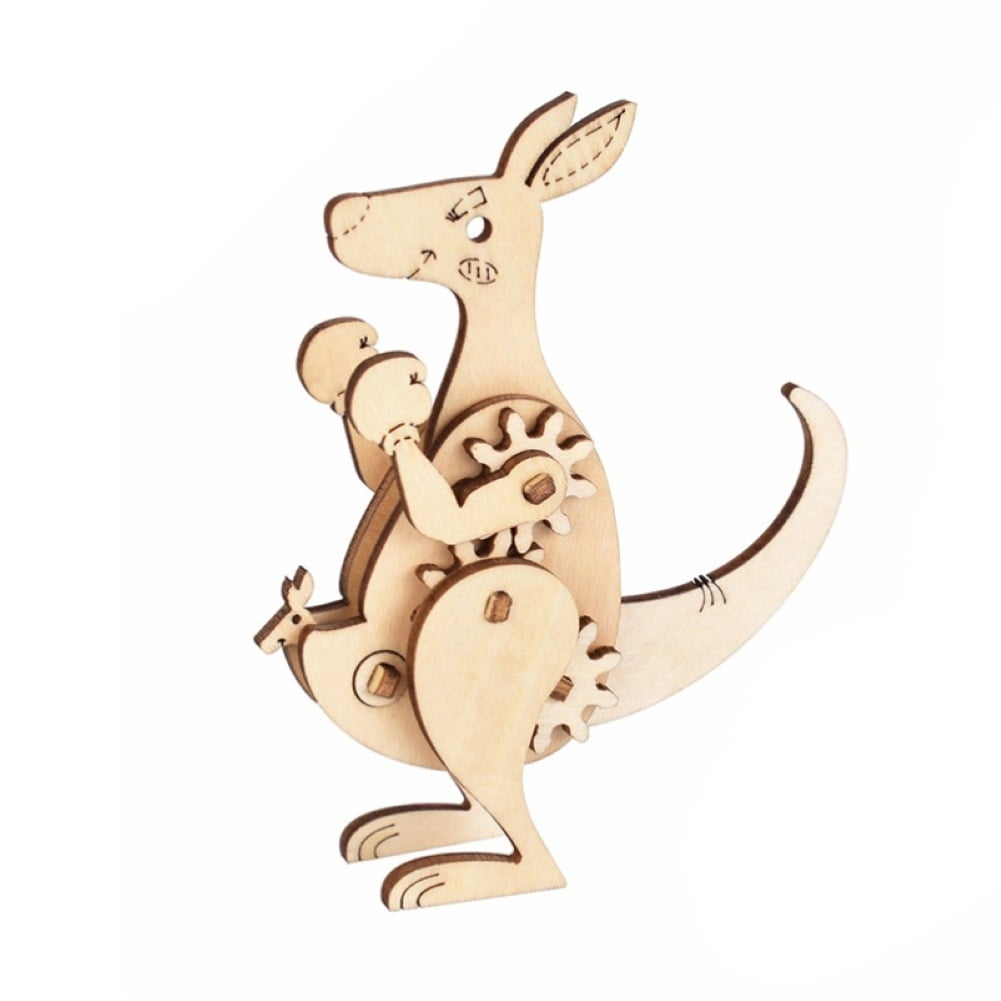 QILIN Kids DIY Assembly Wooden 3D Cat Dog Fox Animal Model Jigsaw ...