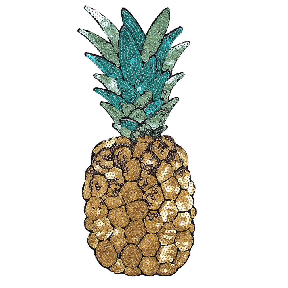 QILIN Pineapple Embroidered Iron on Patch Sequins DIY Clothes Applique ...