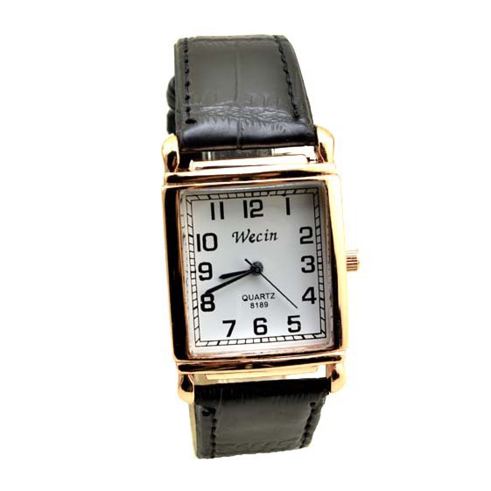 QILIN Quartz Watch Square Battery Operated Faux Leather Strap ...