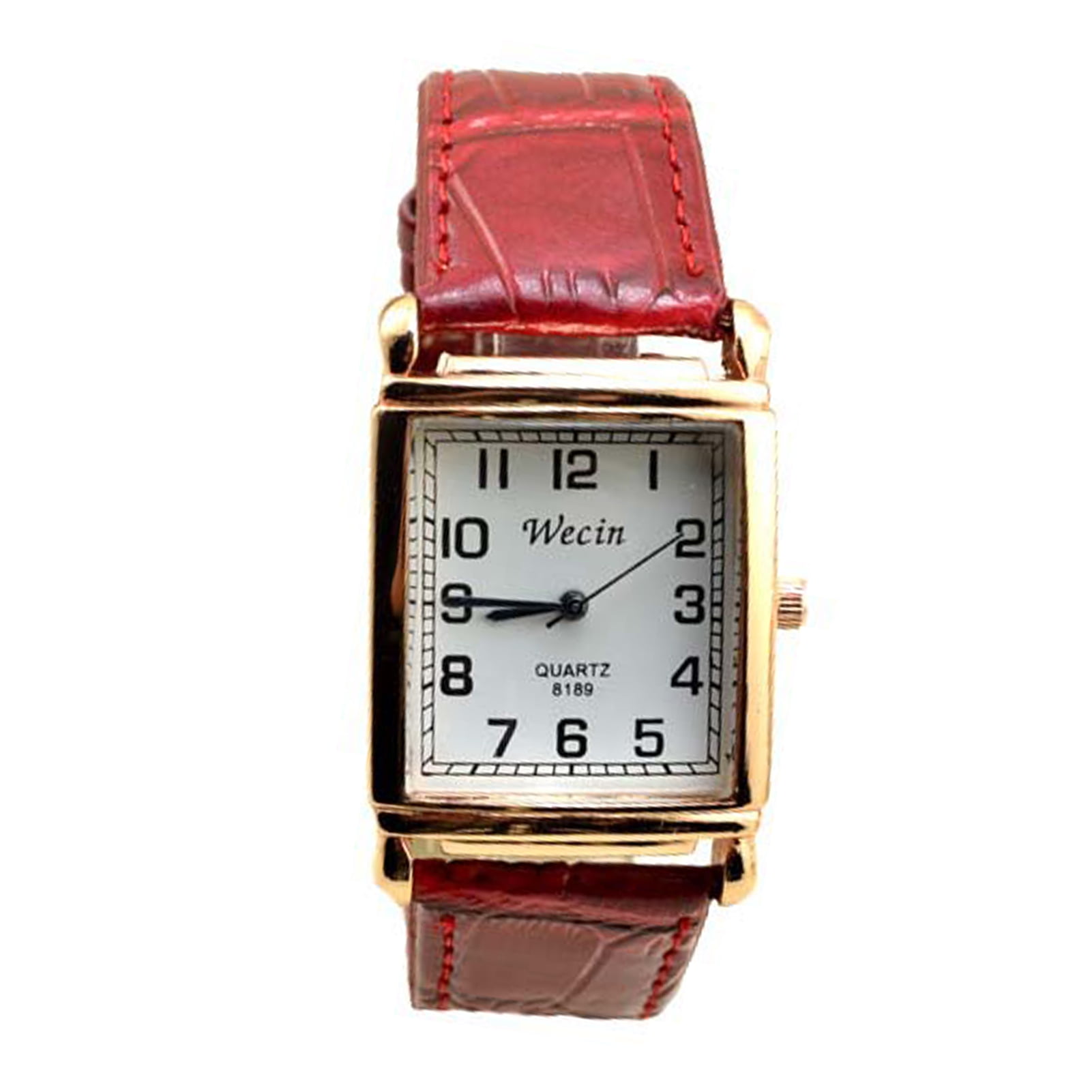 QILIN Quartz Watch Square Battery Operated Faux Leather Strap ...