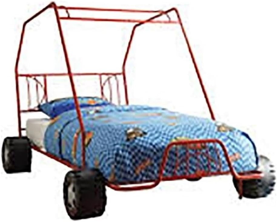 QIMEI Twin Metal Go Kart Bed, Racer Cart Design Twin Size Platform Bed ...