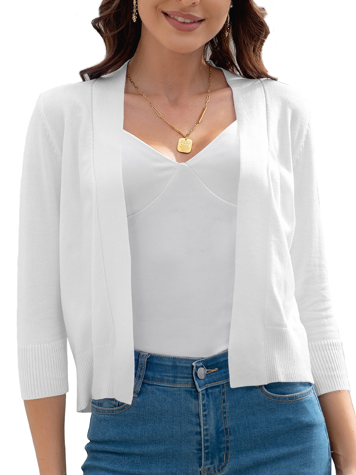 QINCAO Women's Open Front Cardigan Sweater, Elegant Knit Coat Shrugs ...