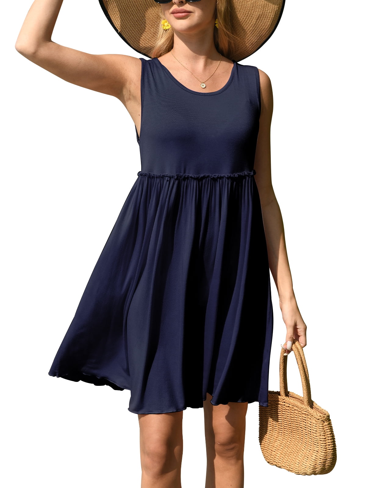 QINCAO Womens Dresses Sleeveless Casual Sundresses, Tank Swing Beach ...
