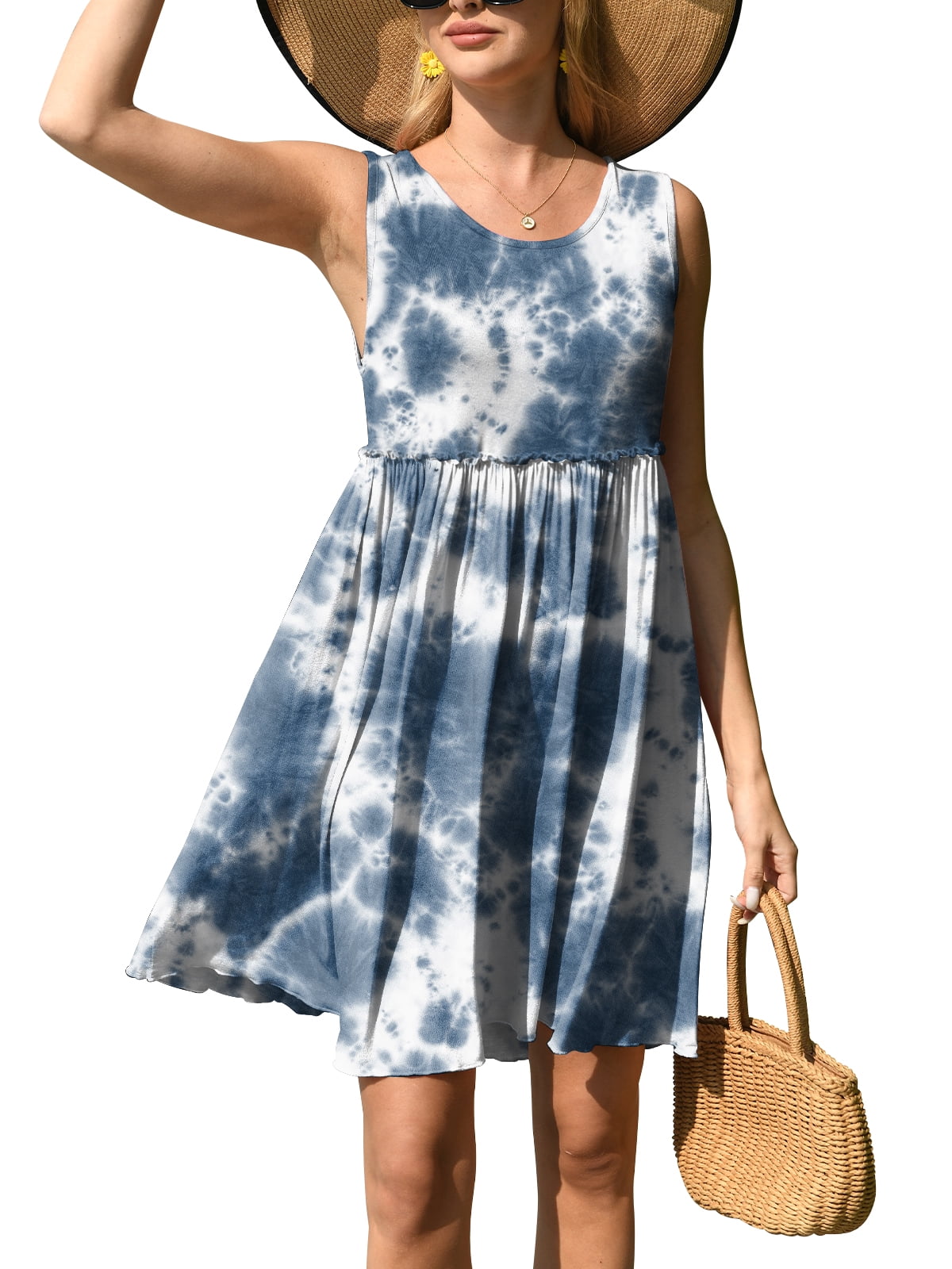 QINCAO Womens Dresses Sleeveless Plain Sundresses for Women Casual Tank ...