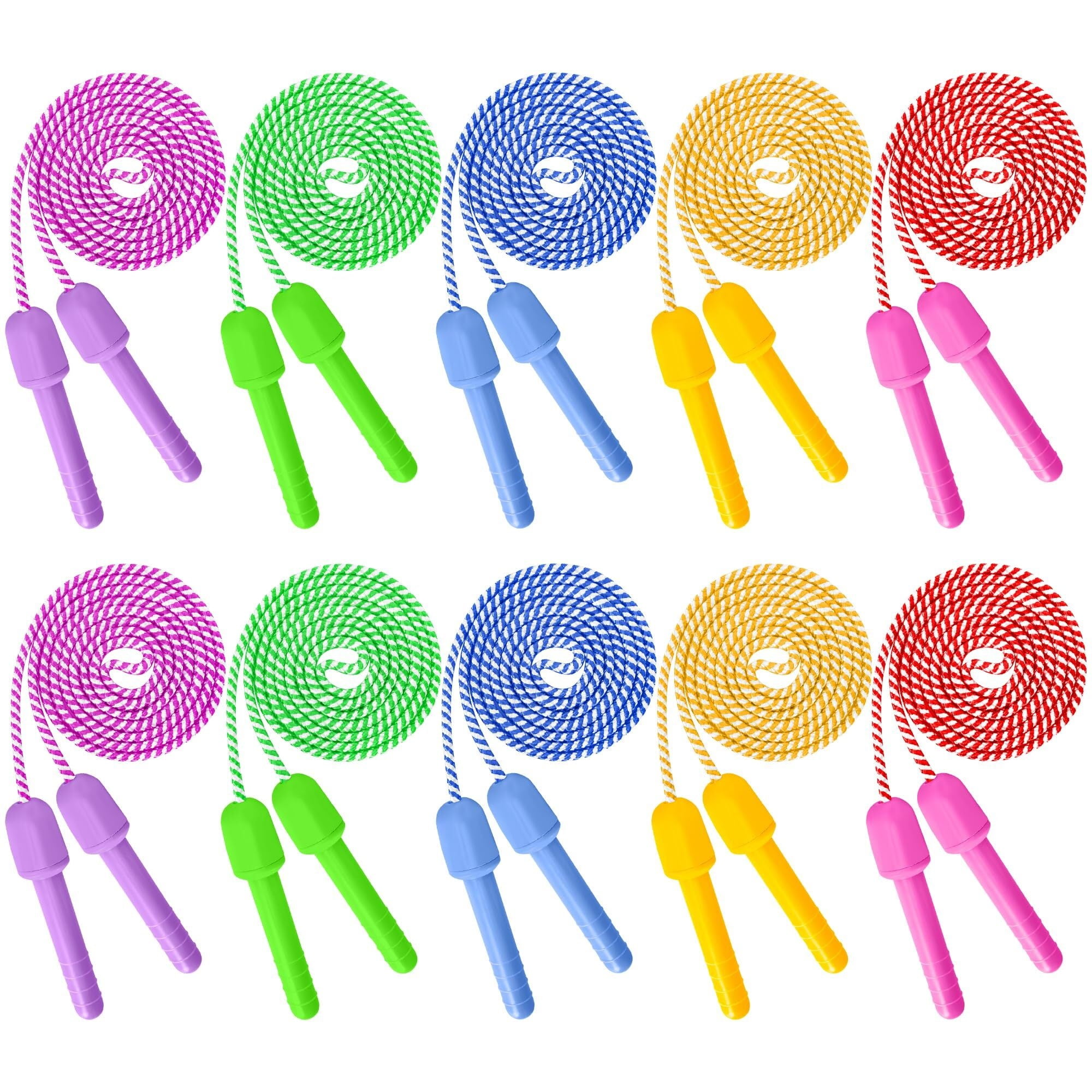 10 Pack Kids Jump Rope, Colorful Nylon Skipping Ropes for Children, 7 ...