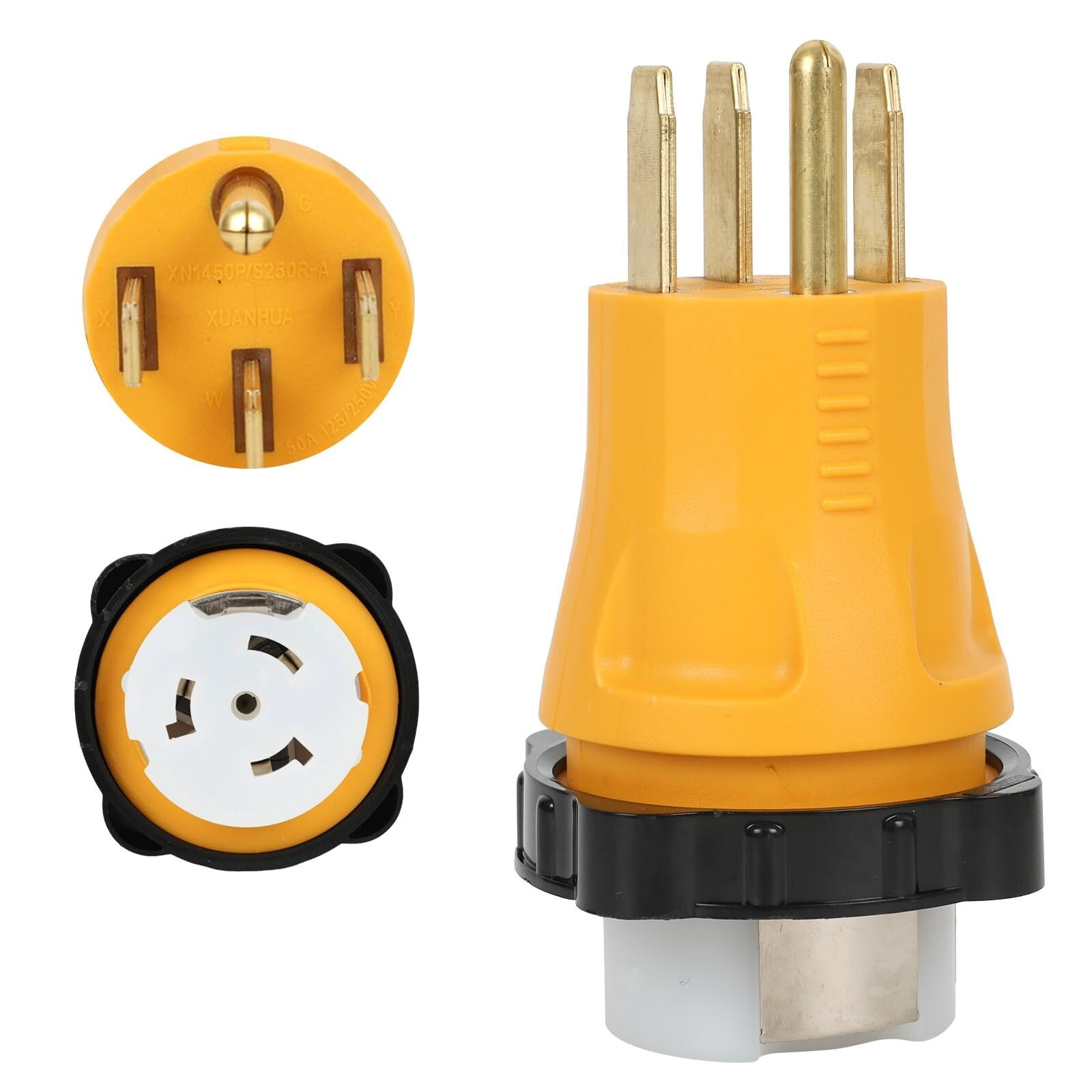 QING 14-50P to SS2-50R RV Generator Adapter, 50 Amp 14-50 Male Plug to ...