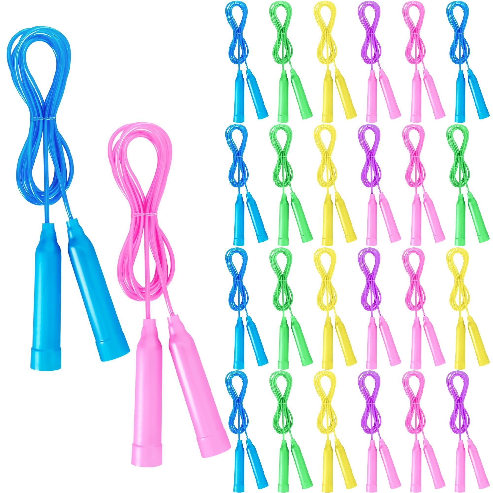 QING 24pcs Kids Jump Rope, Colorful PVC Skipping Ropes for Kids ...