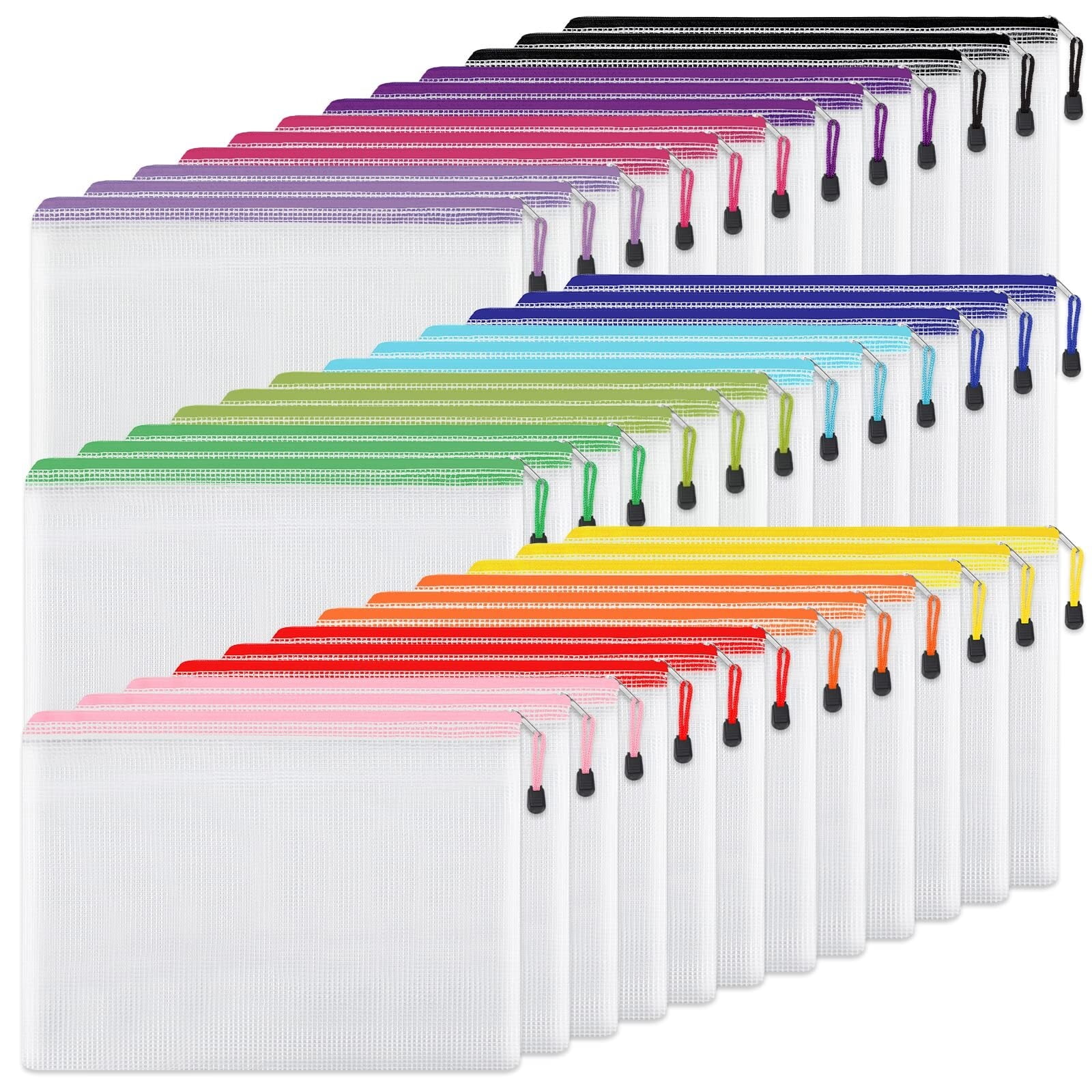 QING 36pcs Mesh Zipper Pouch Bags A4 Size Board Game Storage Zipper ...