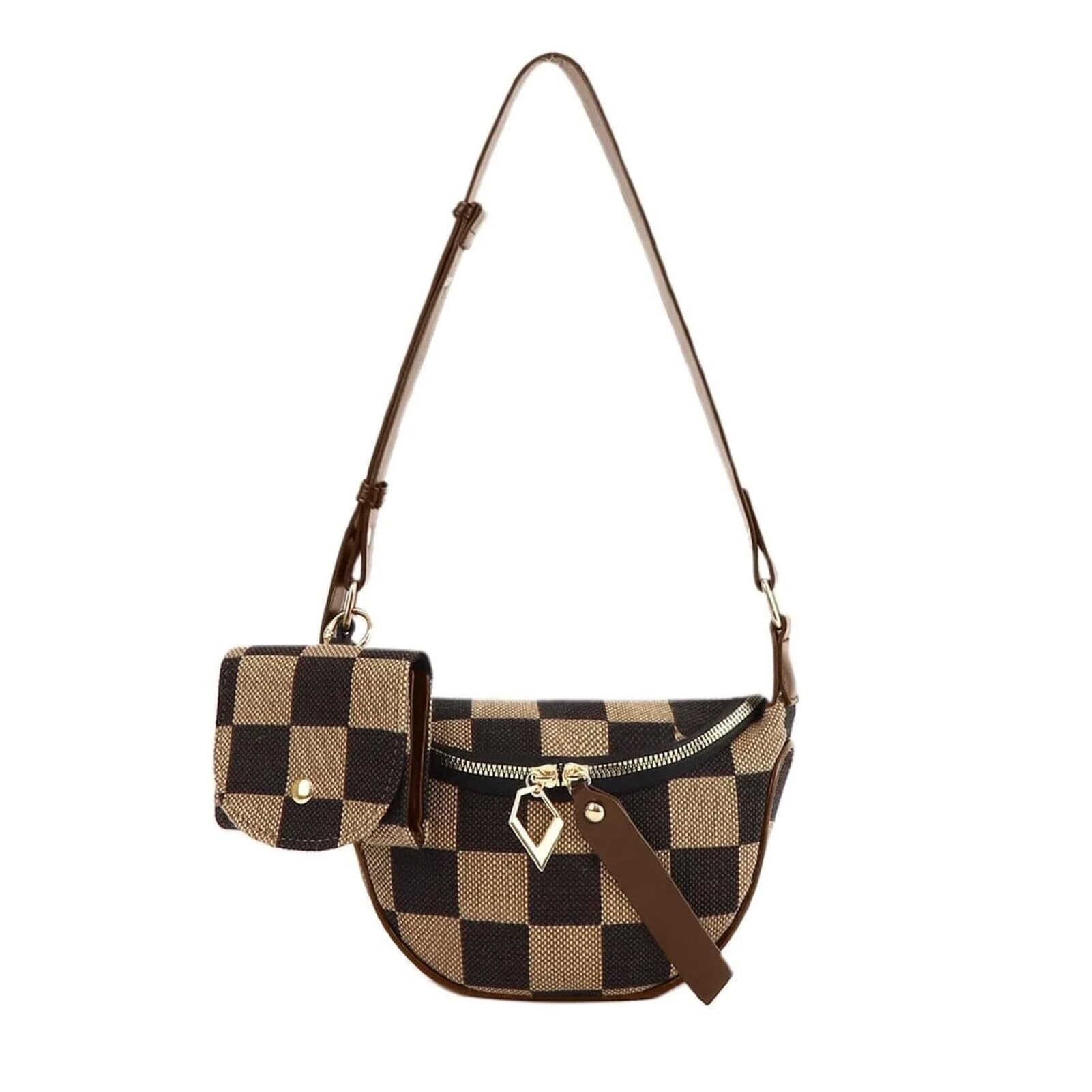 QING Bag - Black and White Checkered Fanny Pack Sling Bag - Walmart.com