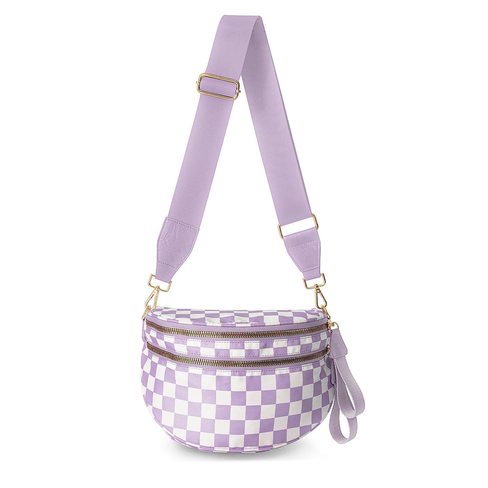 QING Checkered Crossbody Bag,Black and White Checkered Purse for Women ...