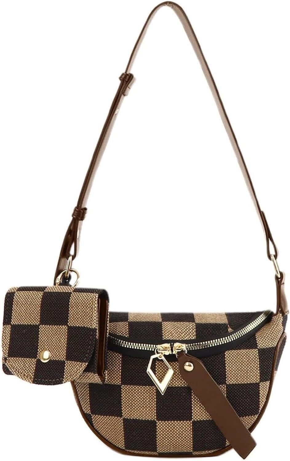 QING Checkered Crossbody Bag,Black and White Checkered Purse for Women ...