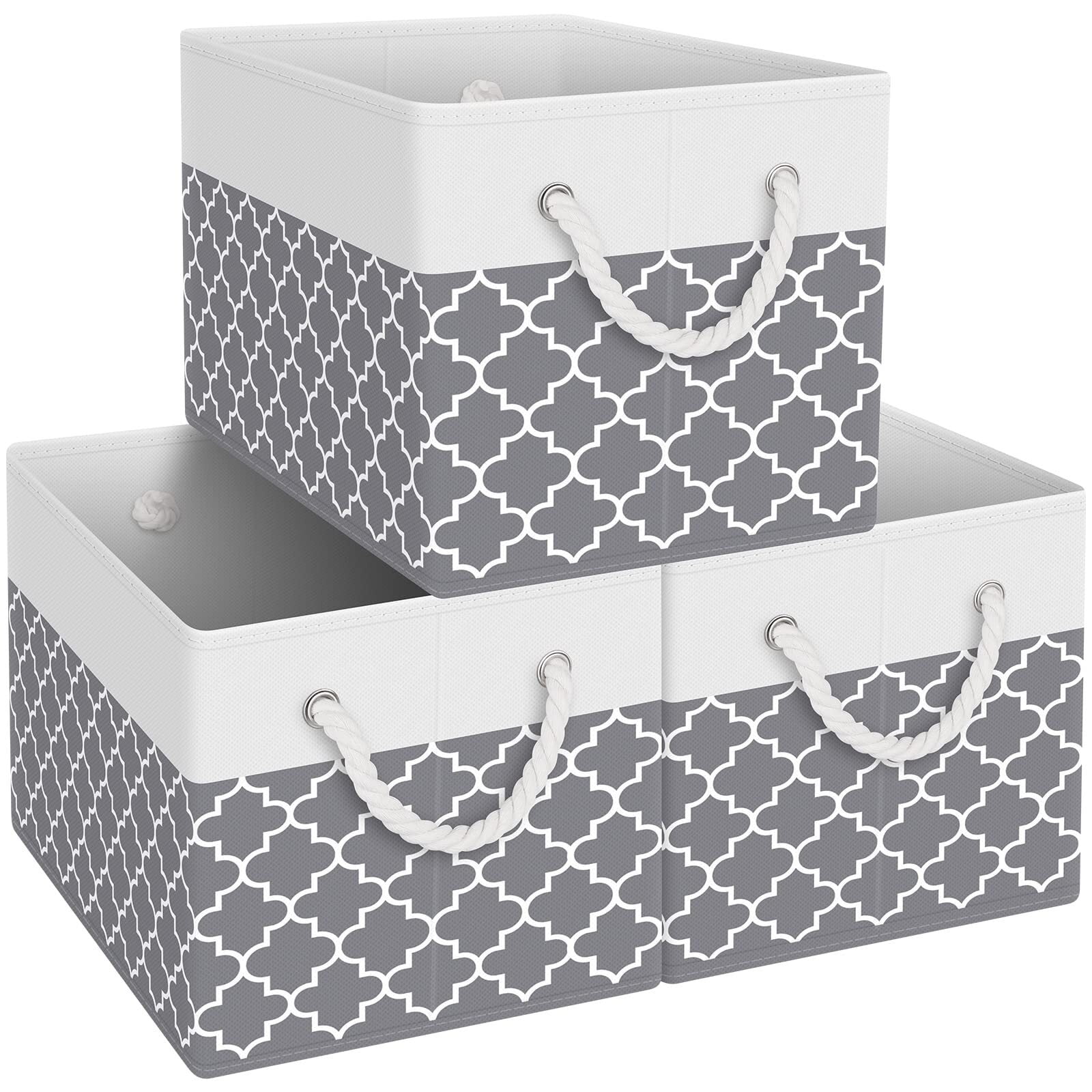 QING Fab totes Storage Bins [3-Pack], Foldable Storage Baskets for ...