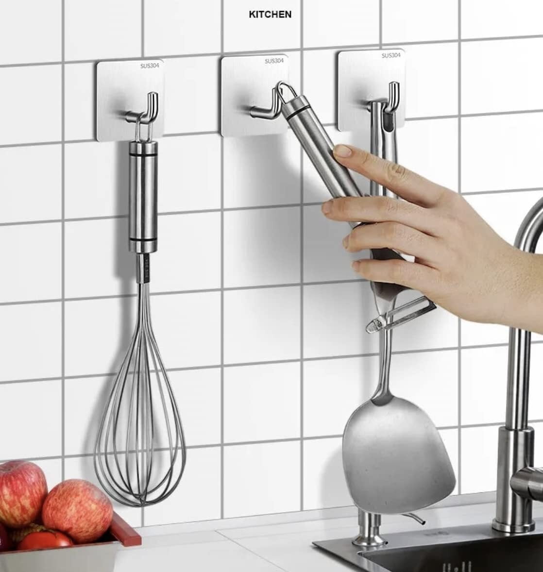 QING Transparent Adhesive Hooks for Bathroom and Kitchen, No-Drill ...