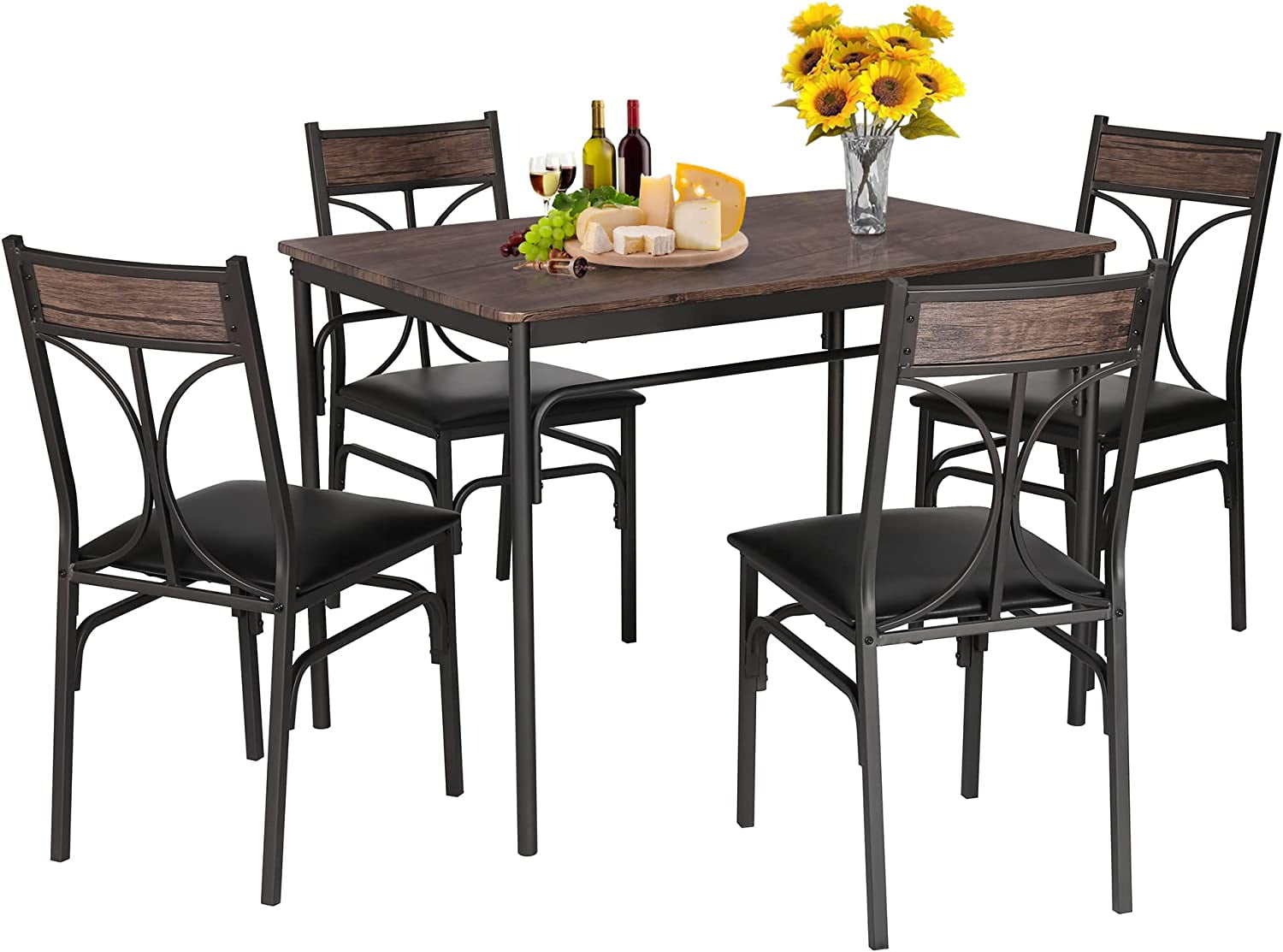 QINGJING 5 Piece Kitchen Table Set for Dining Room,Dinette,Breakfast ...