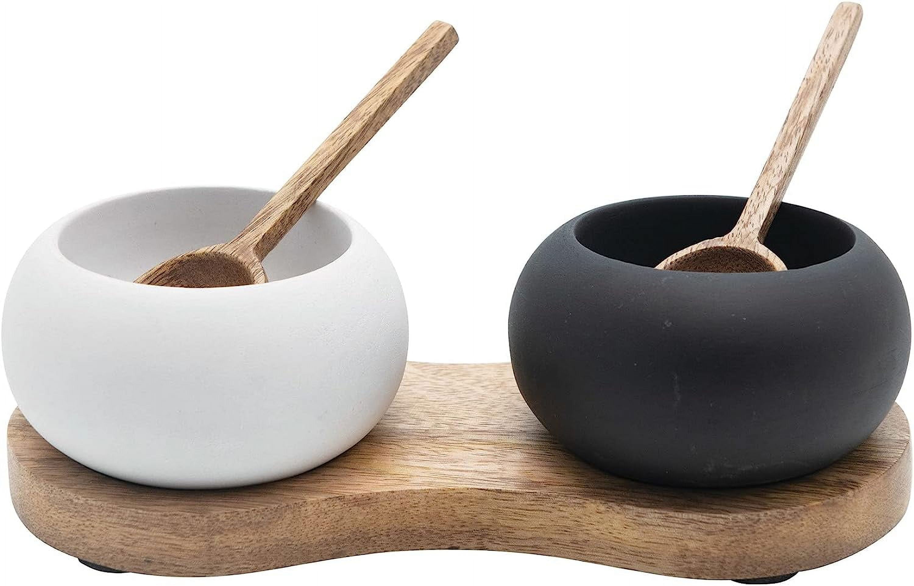 QINGJING Mango Tray White Pinch Pot 2 Wood Spoons (Set of 5) Bowl ...