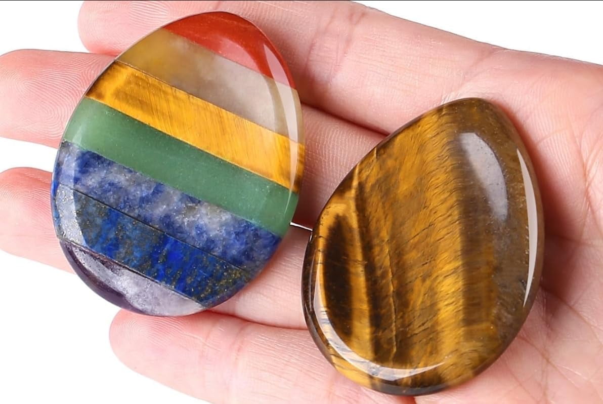 QINJIEJIE Crystal Thumb Worry Stone for Anxiety Healing Crystals Chakra ...