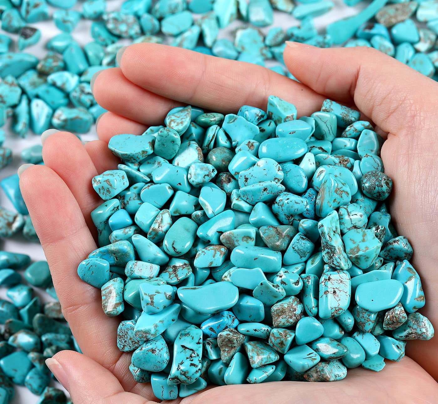 QINJIEJIE Turquoise Crystals Chips Natural Stone Gravel Bulk Crushed ...