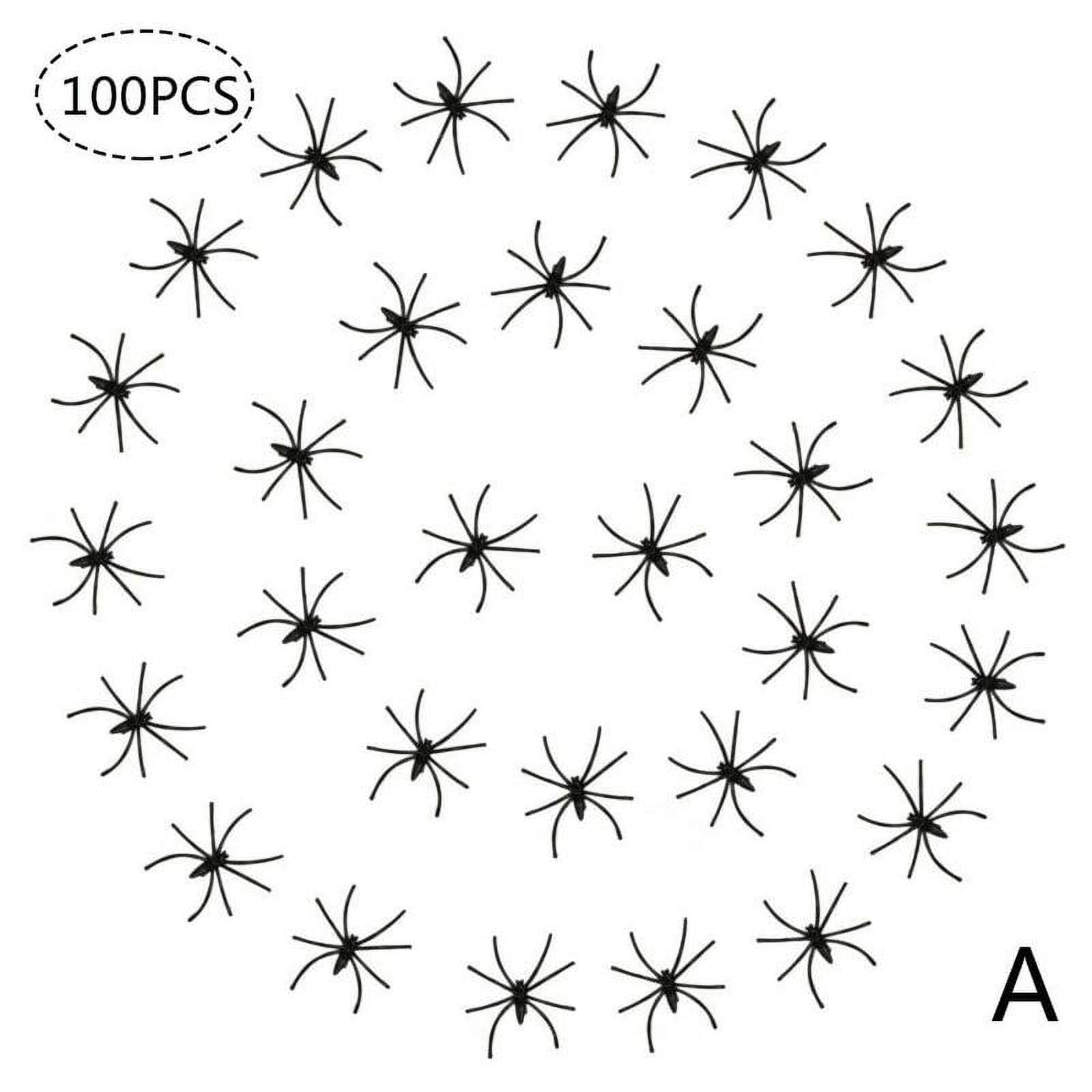QINXI 100 PCS Mini Plastic Fake Spiders Halloween Decorative Spiders ...