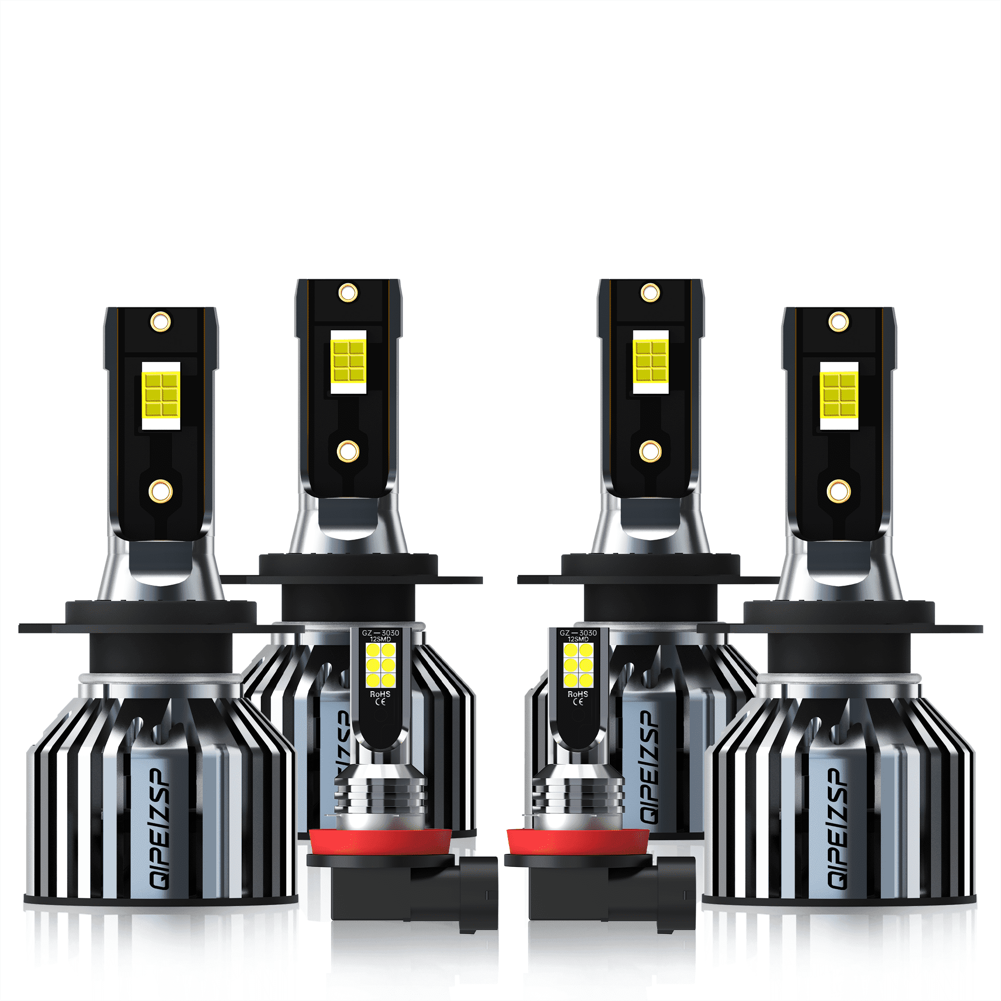 QIPEIZSP LED Headlights and Fog Lights H7 H11 Bulbs Compatible with ...
