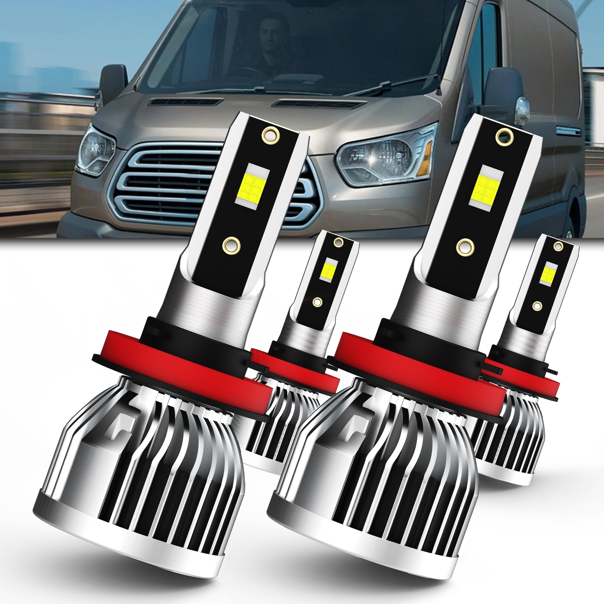 QIPEIZSP For Ford Transit 2015-2019 Connect 4x Combo LED Headlight ...