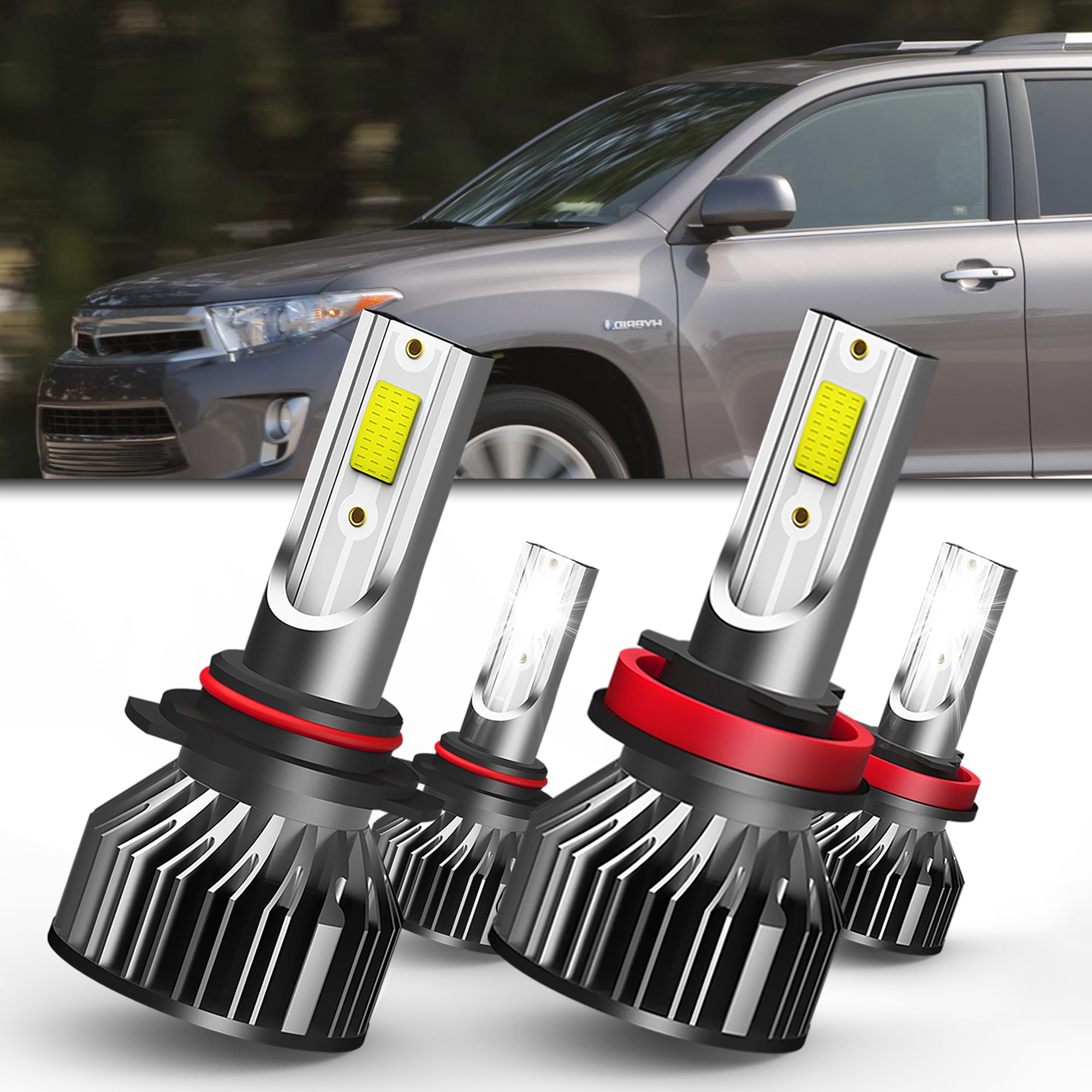 QIPEIZSP For Toyota PRIUS 2010-2015 4x Combo LED Headlight Bulbs,9005 ...