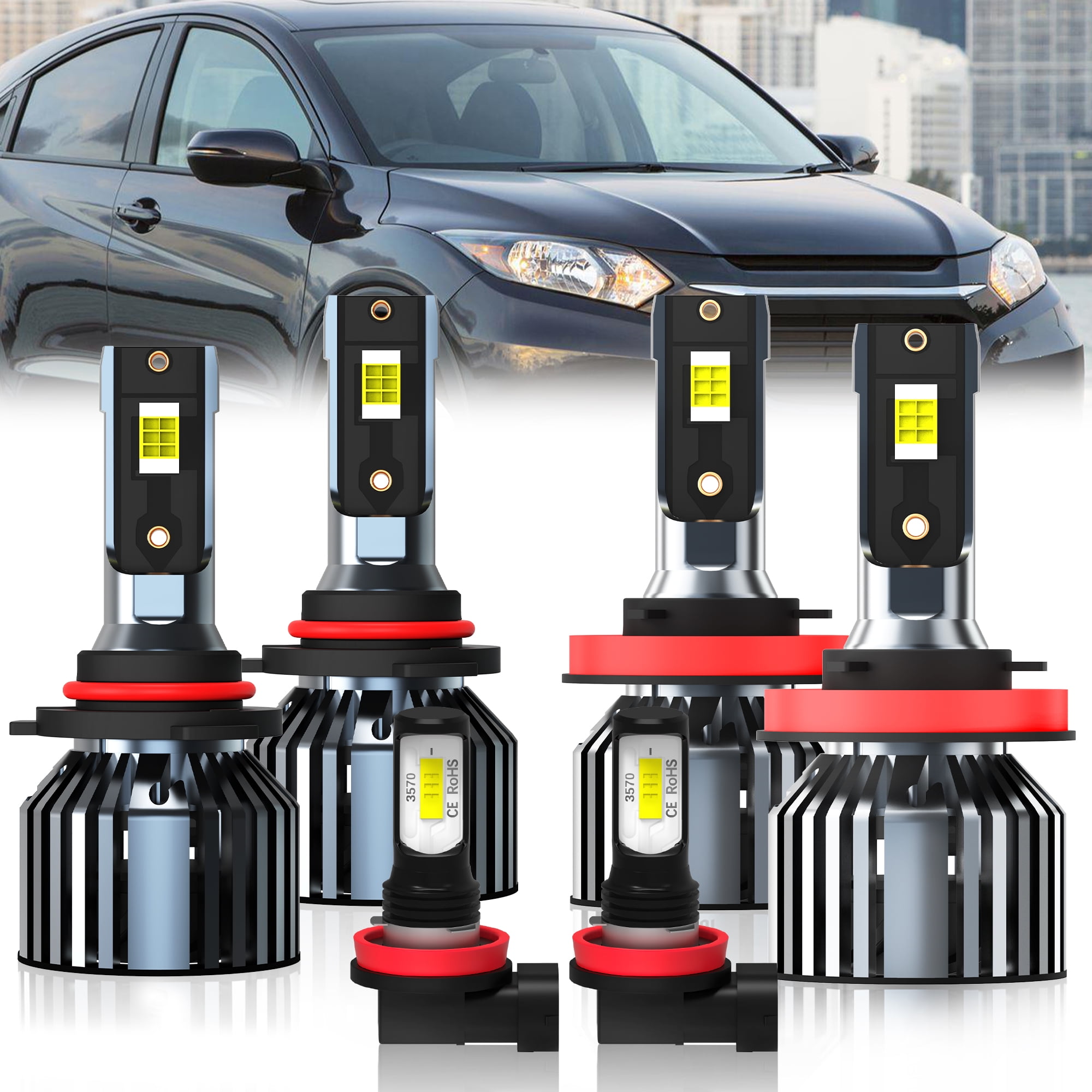 QIPEIZSP LED Headlight Bulbs Compatible With Honda CR-V 2015-2022,9005/H10/HB3 High Beam & H11 ...