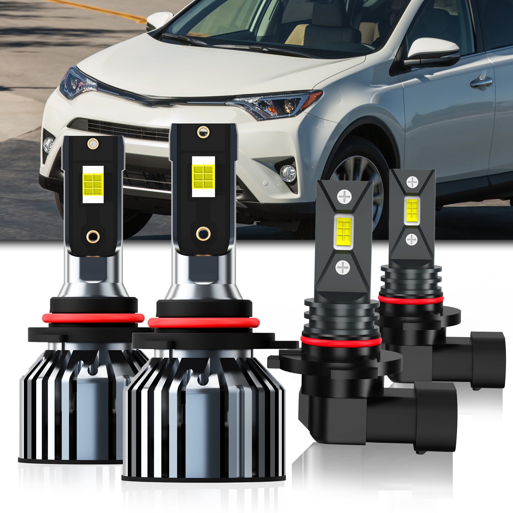 QIPEIZSP LED Headlight Bulbs Compatible With TOYOTA RAV4 2016-2018,9012 ...