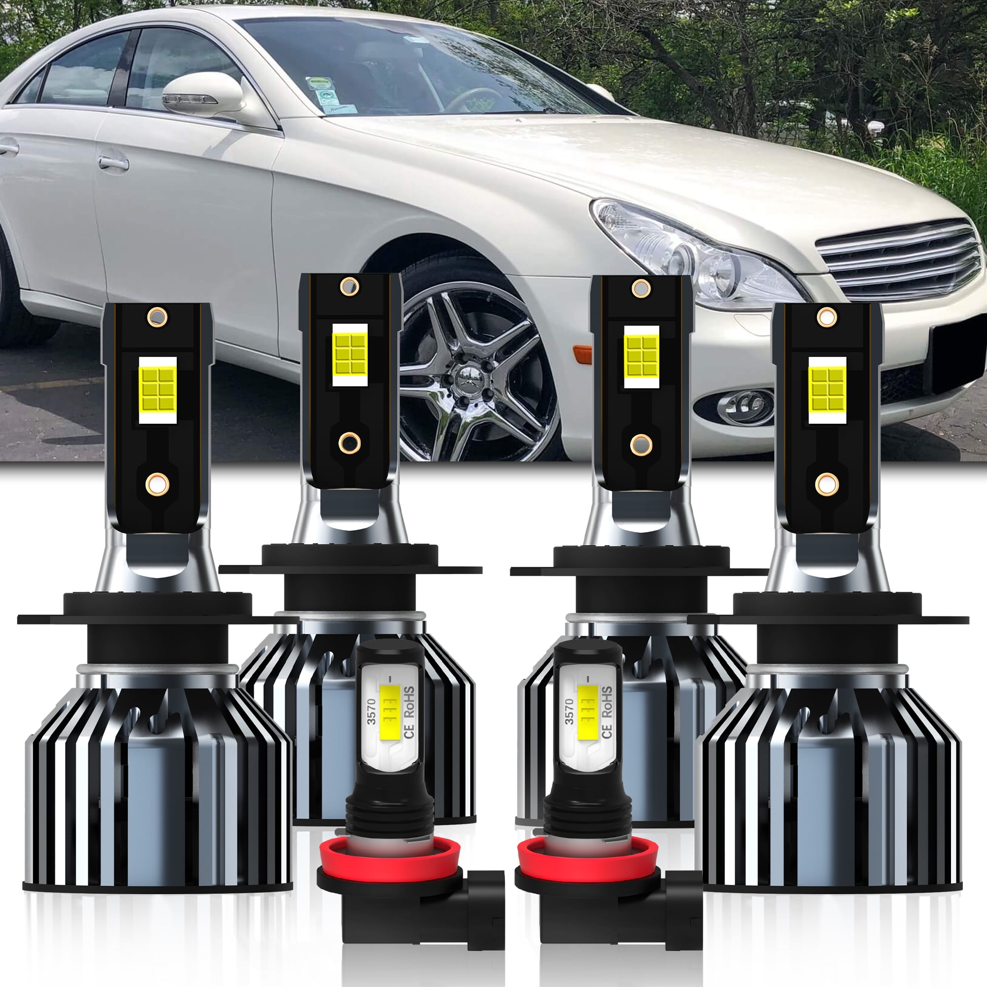 QIPEIZSP LED Headlight Bulbs fit for Ben Z CLS550 2002-2007,H7 High ...