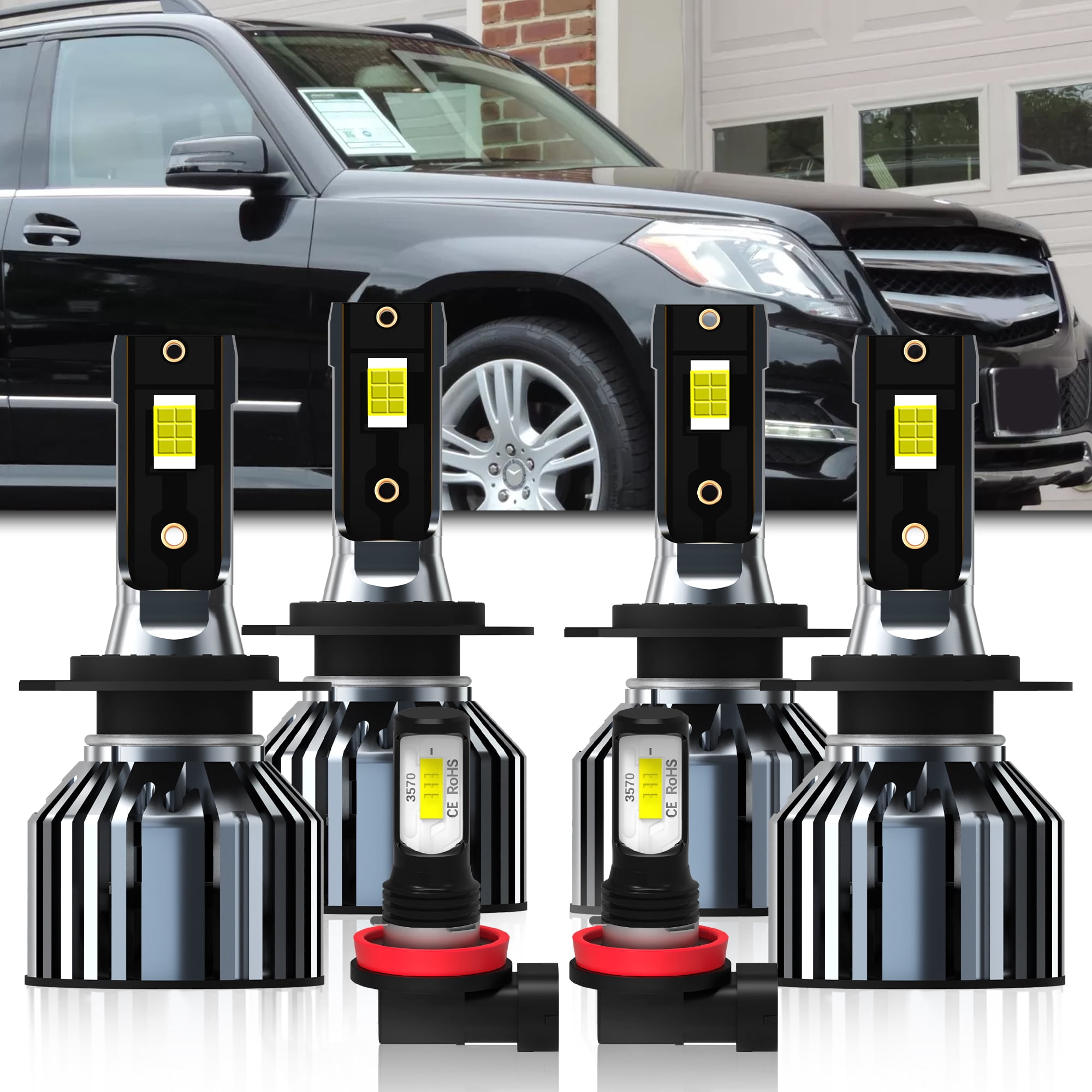 QIPEIZSP LED Headlight Bulbs fit for Ben Z GL350 GLK350 2010-2012,H7 ...