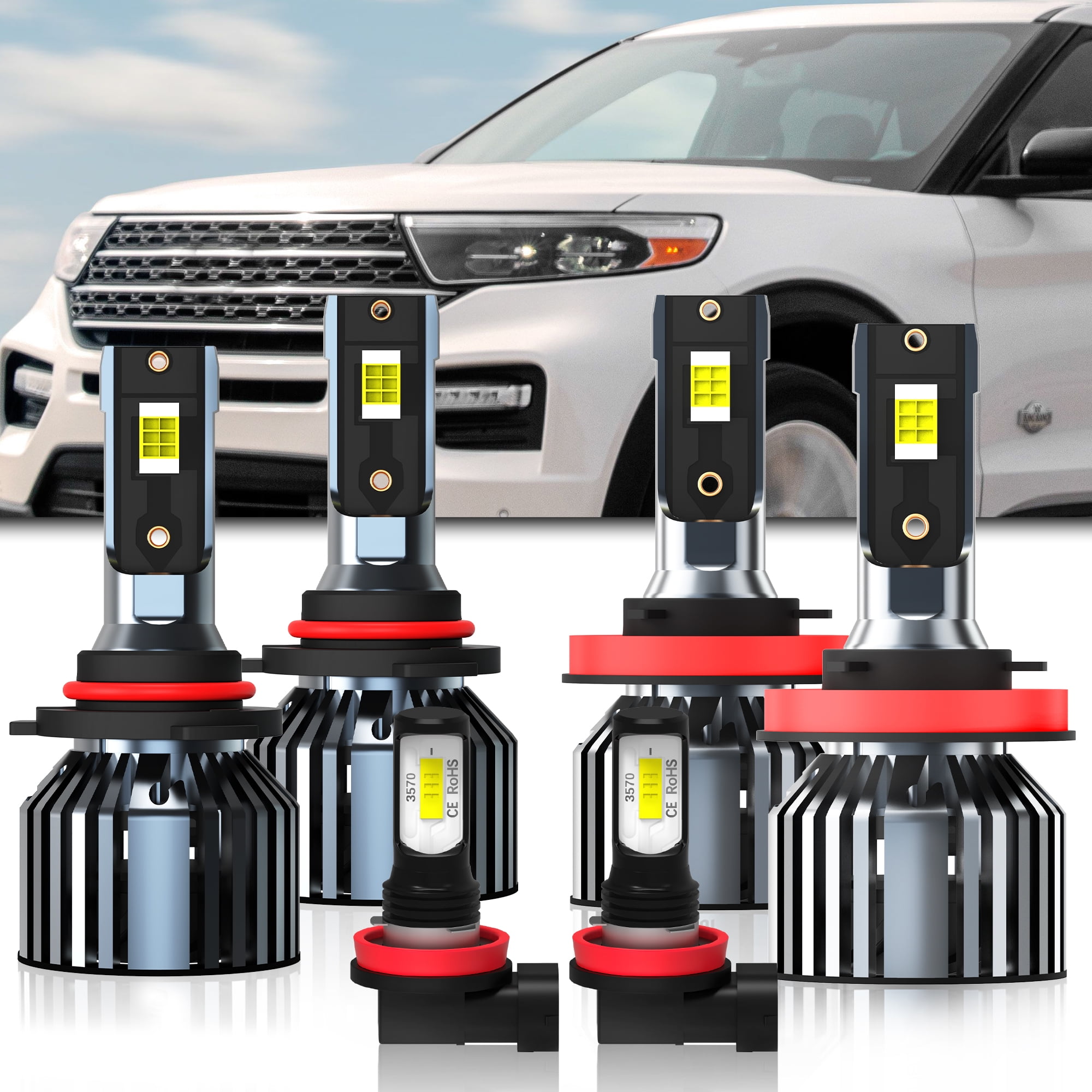 QIPEIZSP LED Headlight Bulbs fit for Ford Explorer 2021,9005/H10/HB3 ...