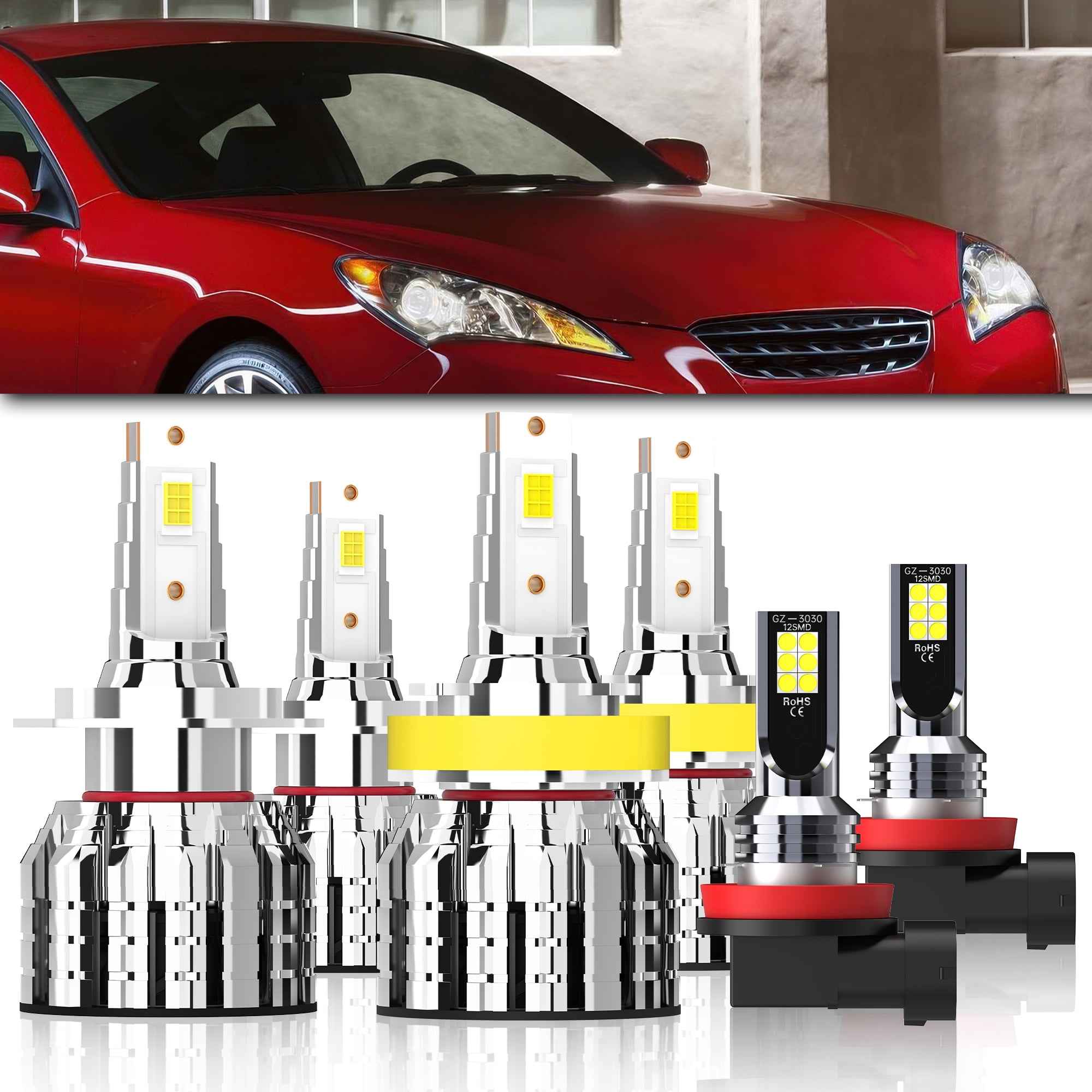 QIPEIZSP LED Headlight Bulbs fit for Hyundai Genesis Coupe 2013-2016,H7 ...