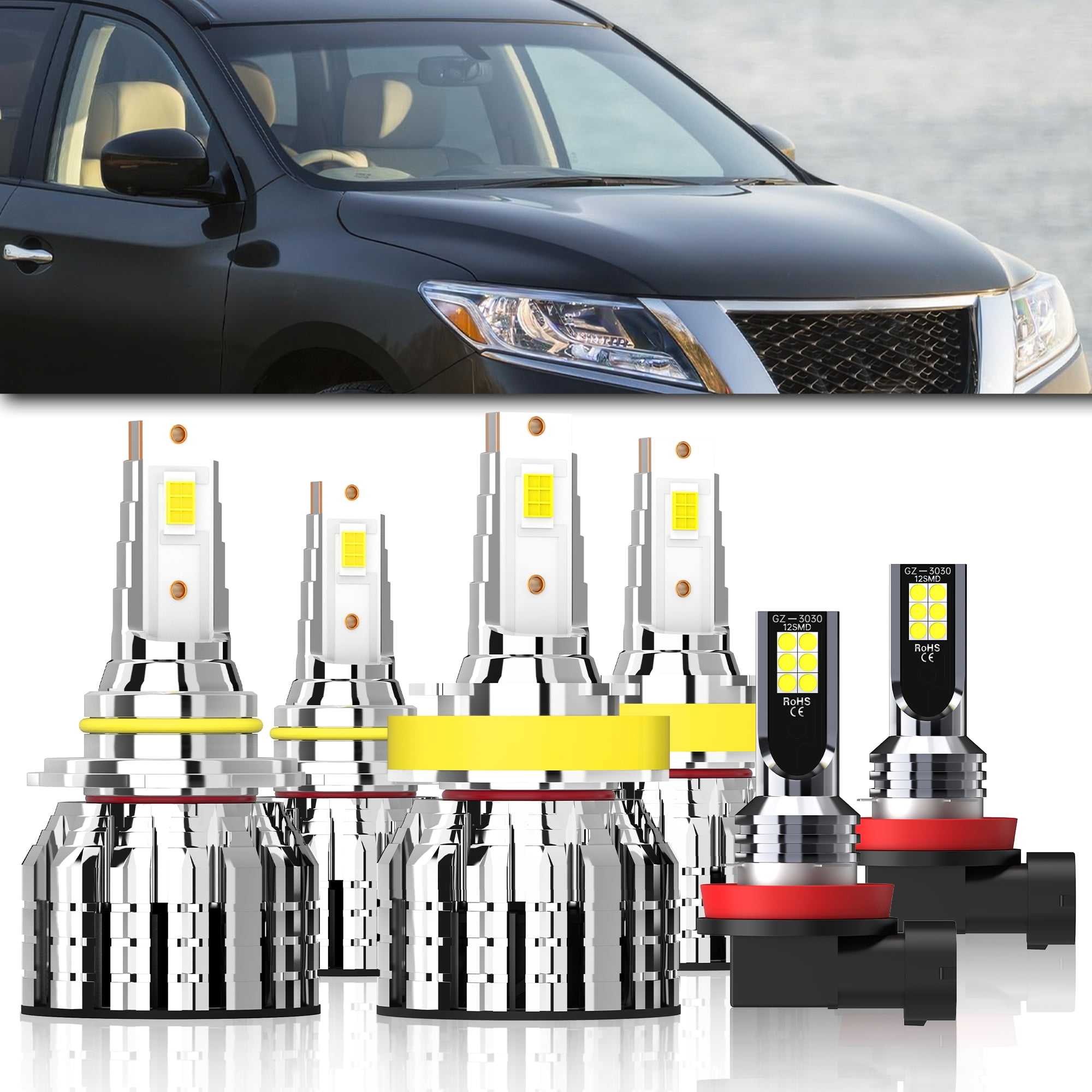 QIPEIZSP LED Headlight Bulbs fit for Nissan Pathfinder 2013-2016,9005 ...