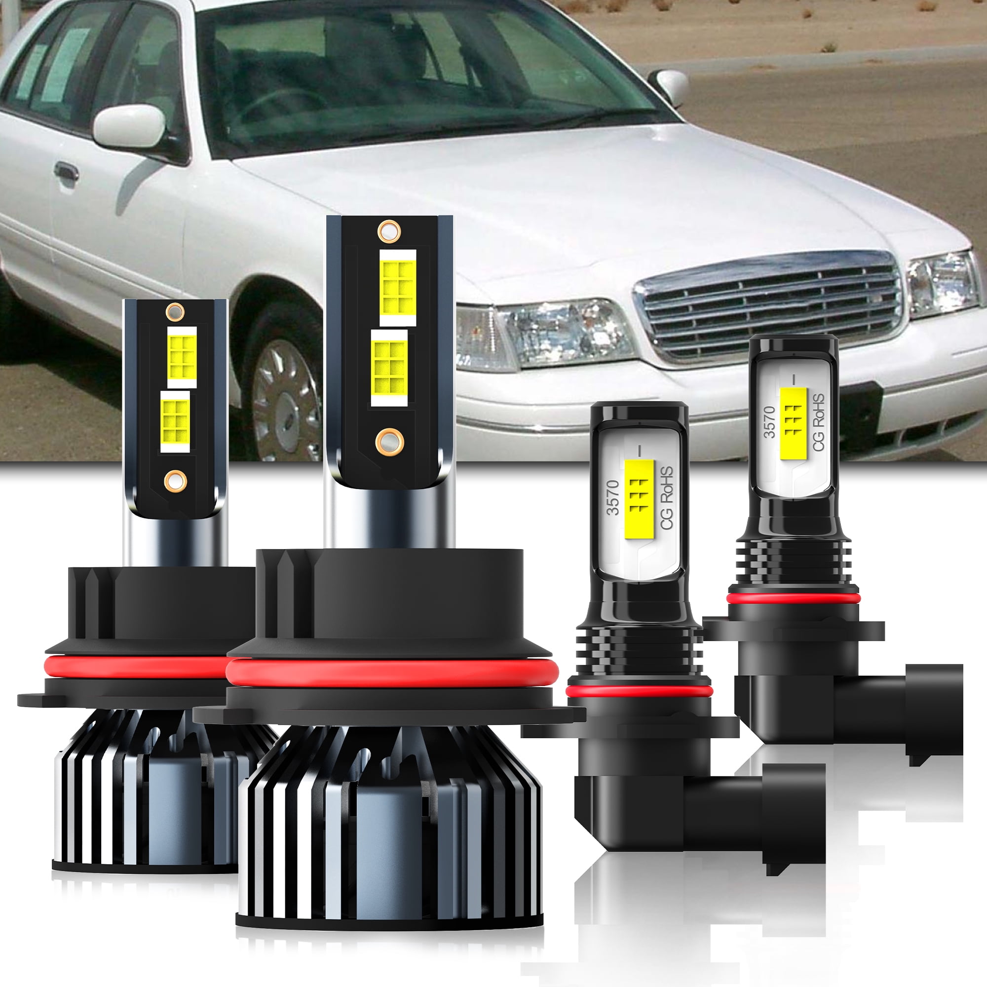 QIPEIZSP compatible cars Ford Crown Victoria 2000-2005 LED Headlights ...