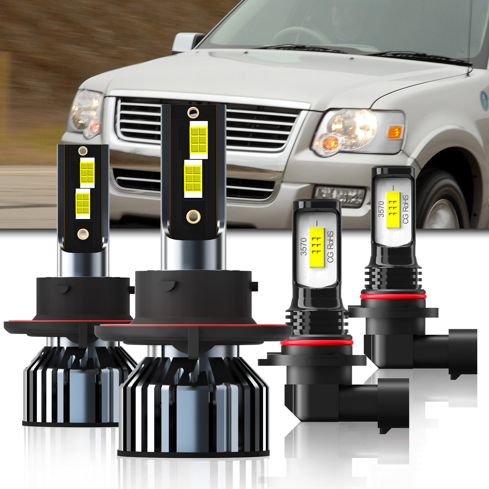 QIPEIZSP compatible cars Ford Explorer 2006-2010 LED Headlights High ...