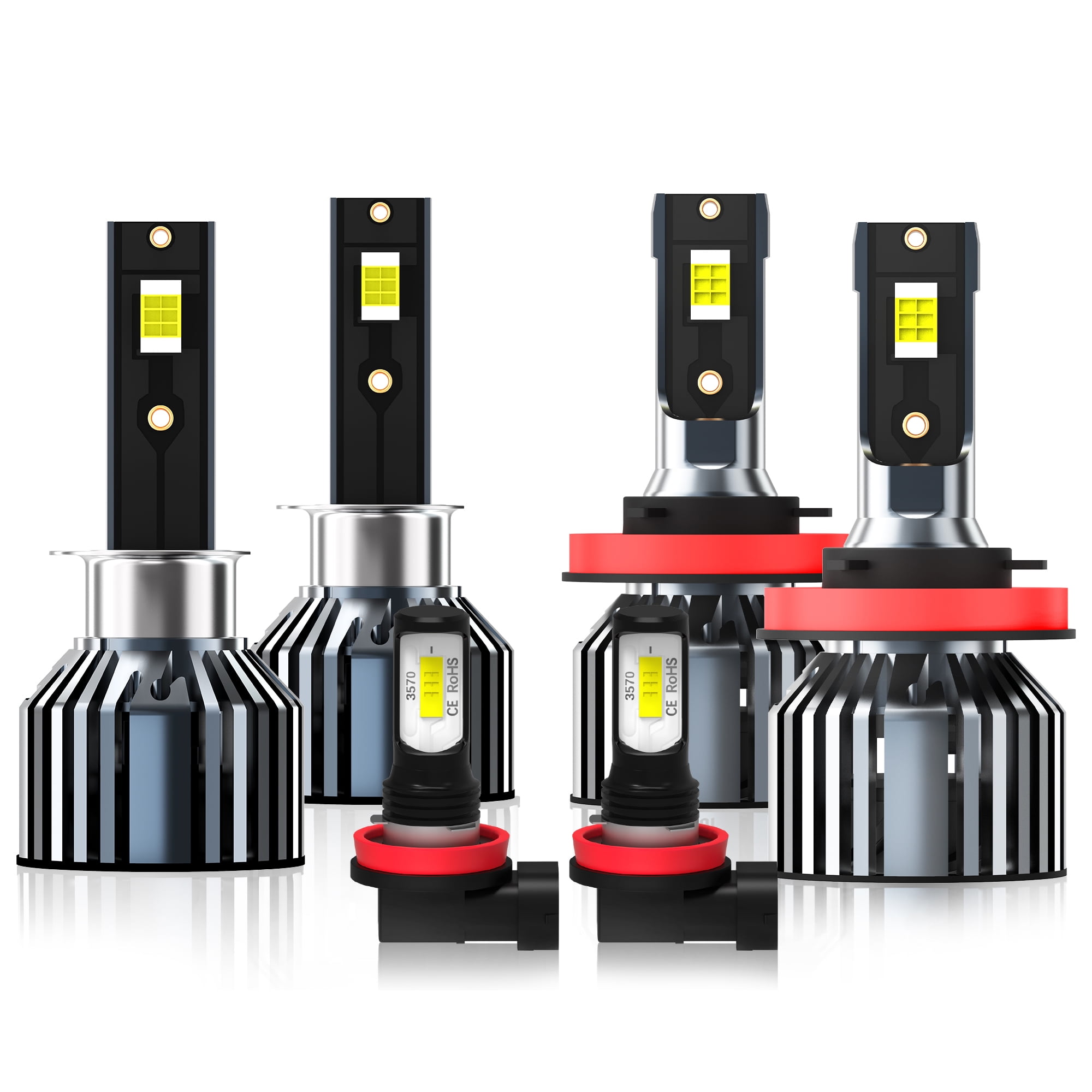 QIPEIZSP compatible with Ford Focus 2012-2018 led headlight bulbs,H1 High Beam + H11/H8/H9 Low ...