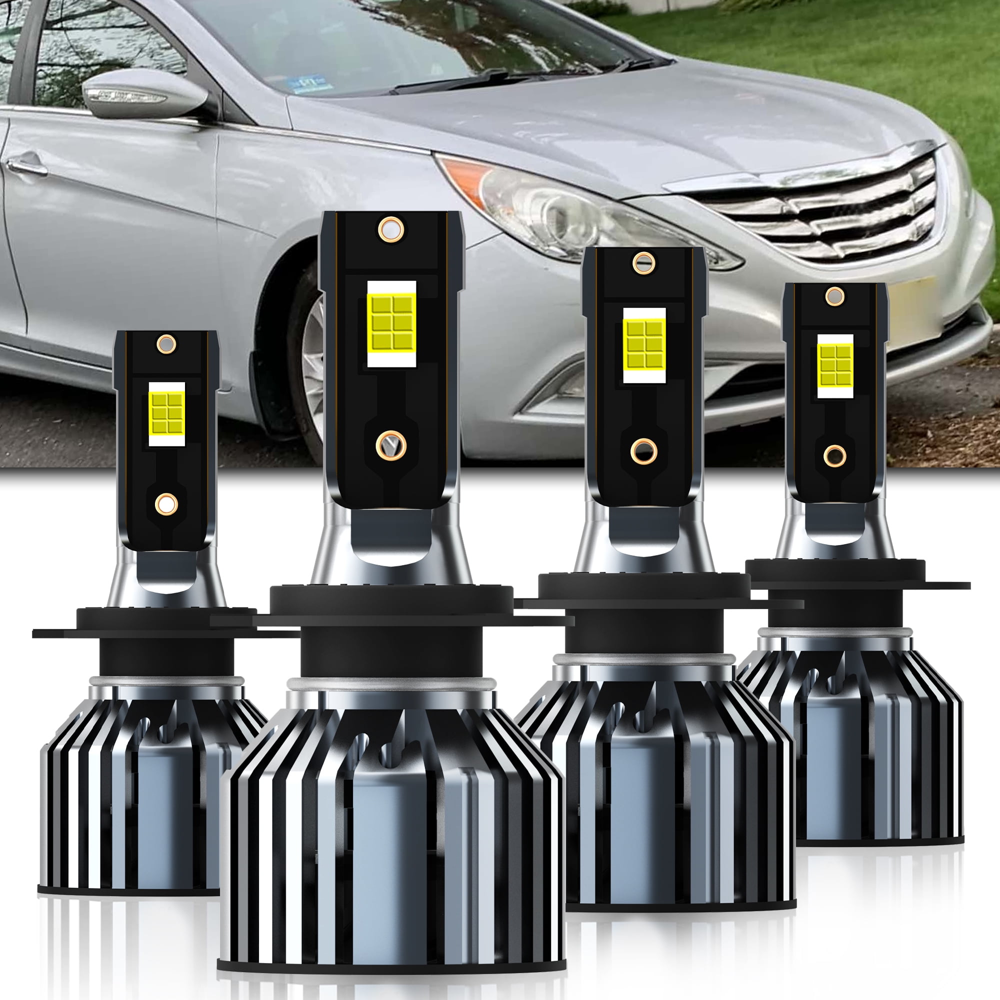 QIPEIZSP fit for Hyundai Sonata 2011-2014 H7 LED Bulbs Combo 6500K ...