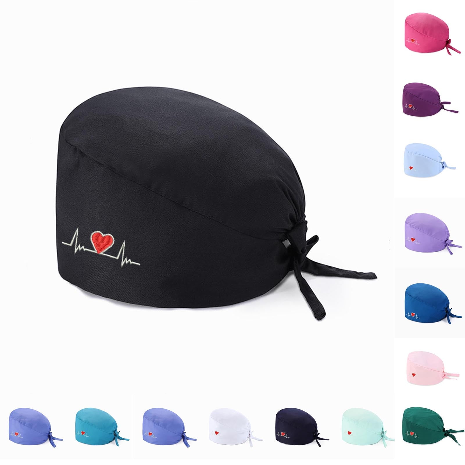 QIPOPIQ Adjustable Working Caps with Button & Sweatband, Elastic Bandage Tie Back Hats for Women ...