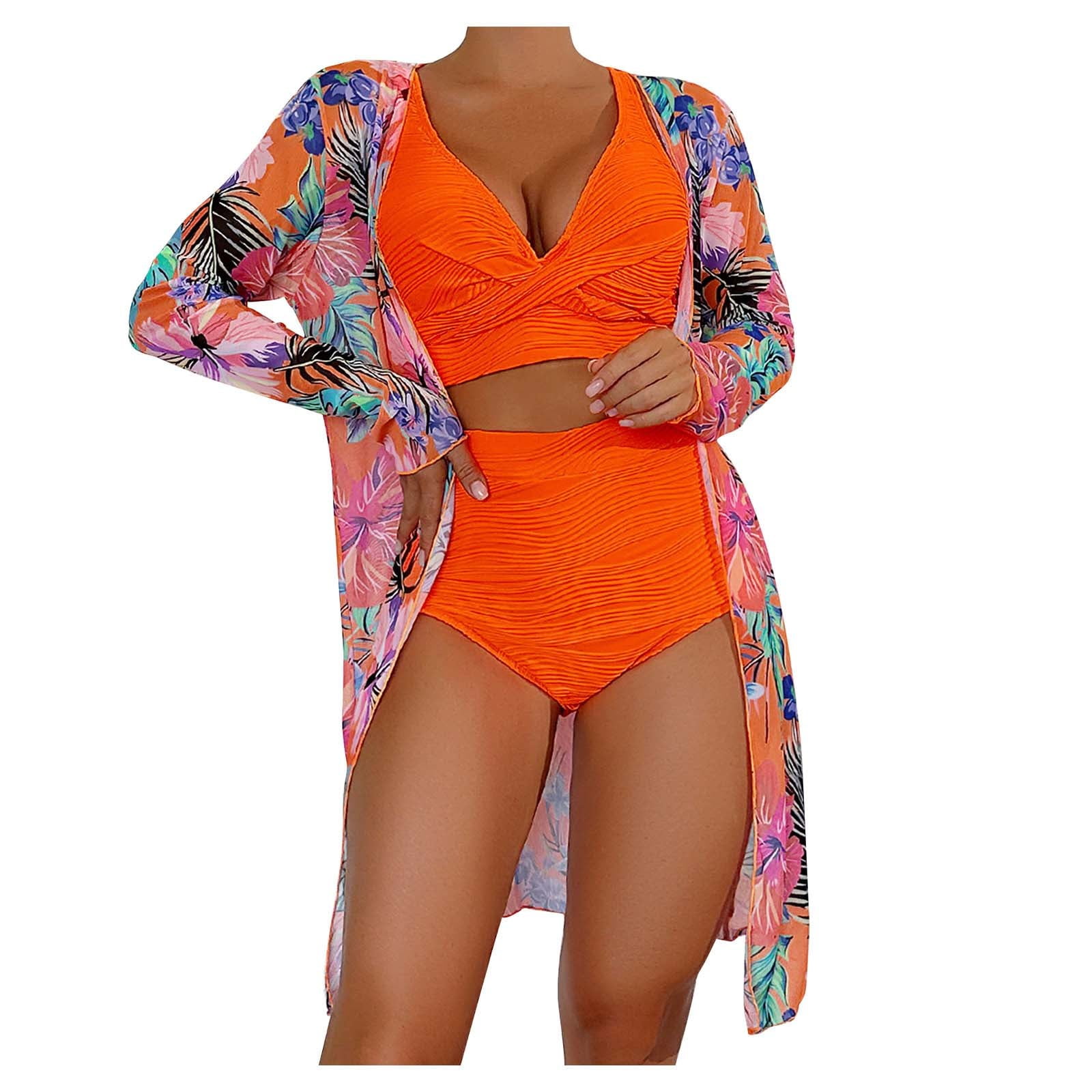 Qipopiq Bikinis For Women With Bikini Cover Up Open Front Printed