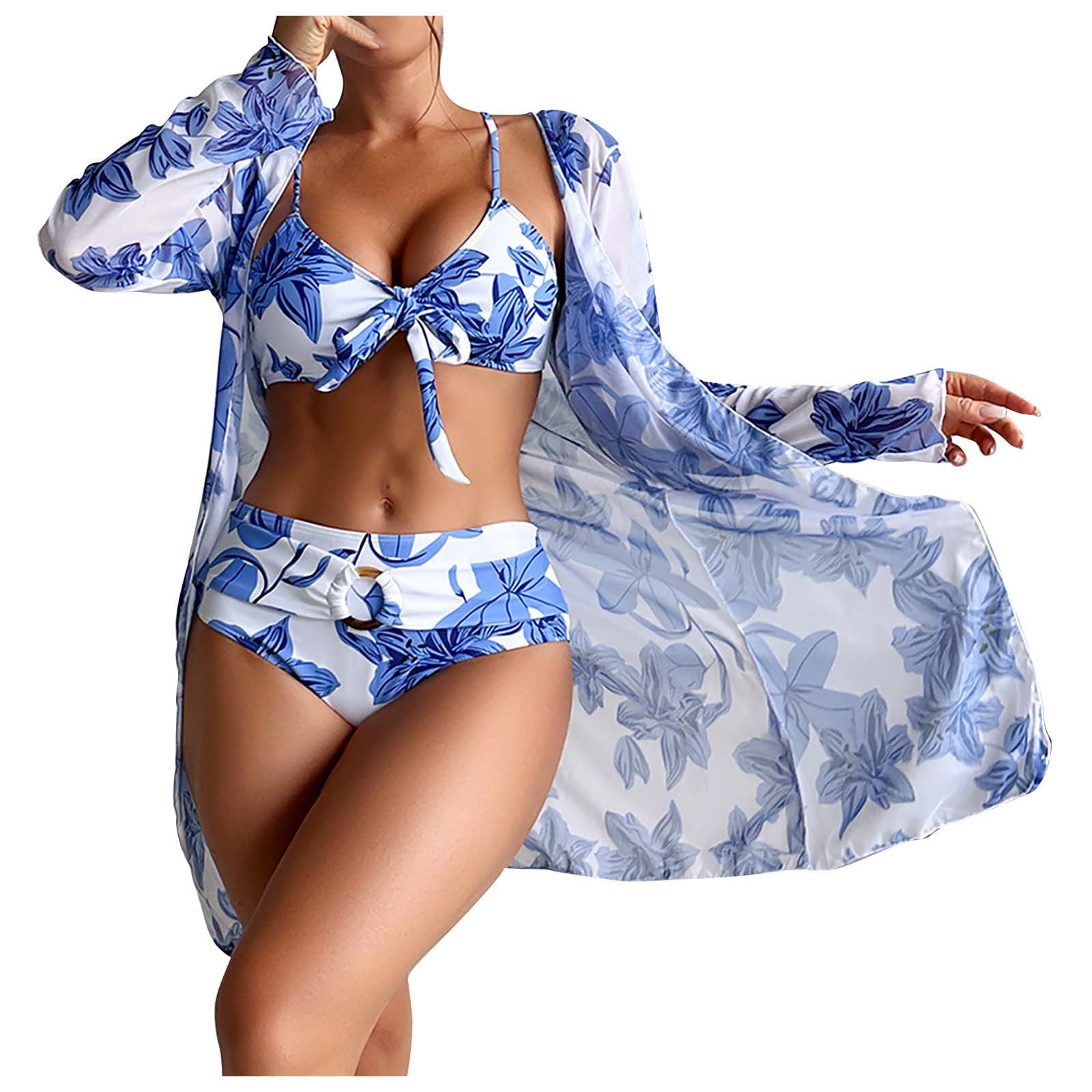 Qipopiq Bikinis For Women With Bikini Cover Up Open Front Printed