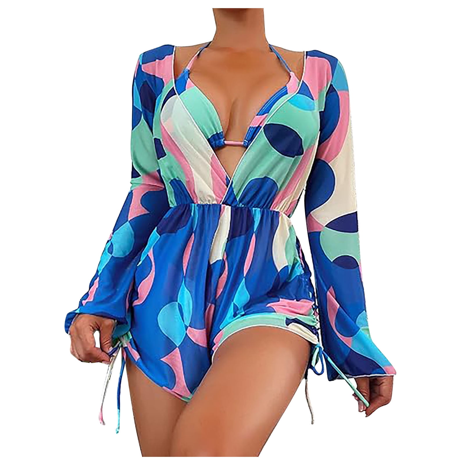 Qipopiq Bikinis For Women With Bikini Cover Up 3 Piece Swimsuit Print