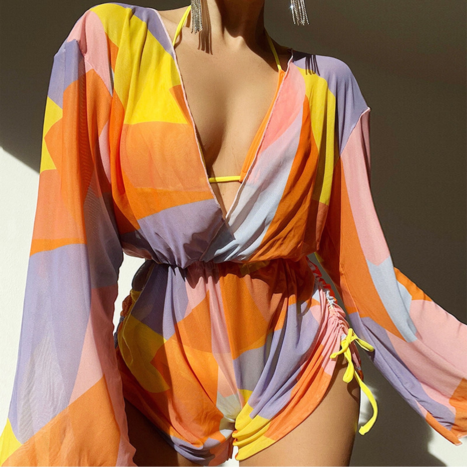 Qipopiq Bikinis For Women With Bikini Cover Up 3 Piece Swimsuit Print