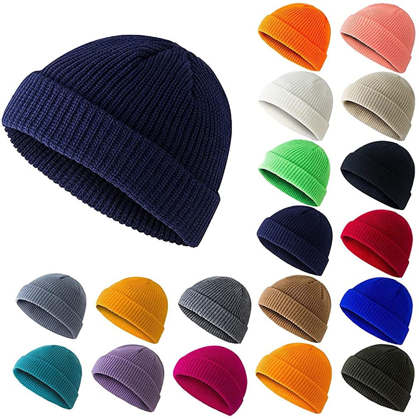 QIPOPIQ Classic Men's Warm Winter Hats Acrylic Knit Cuff Beanie Cap ...