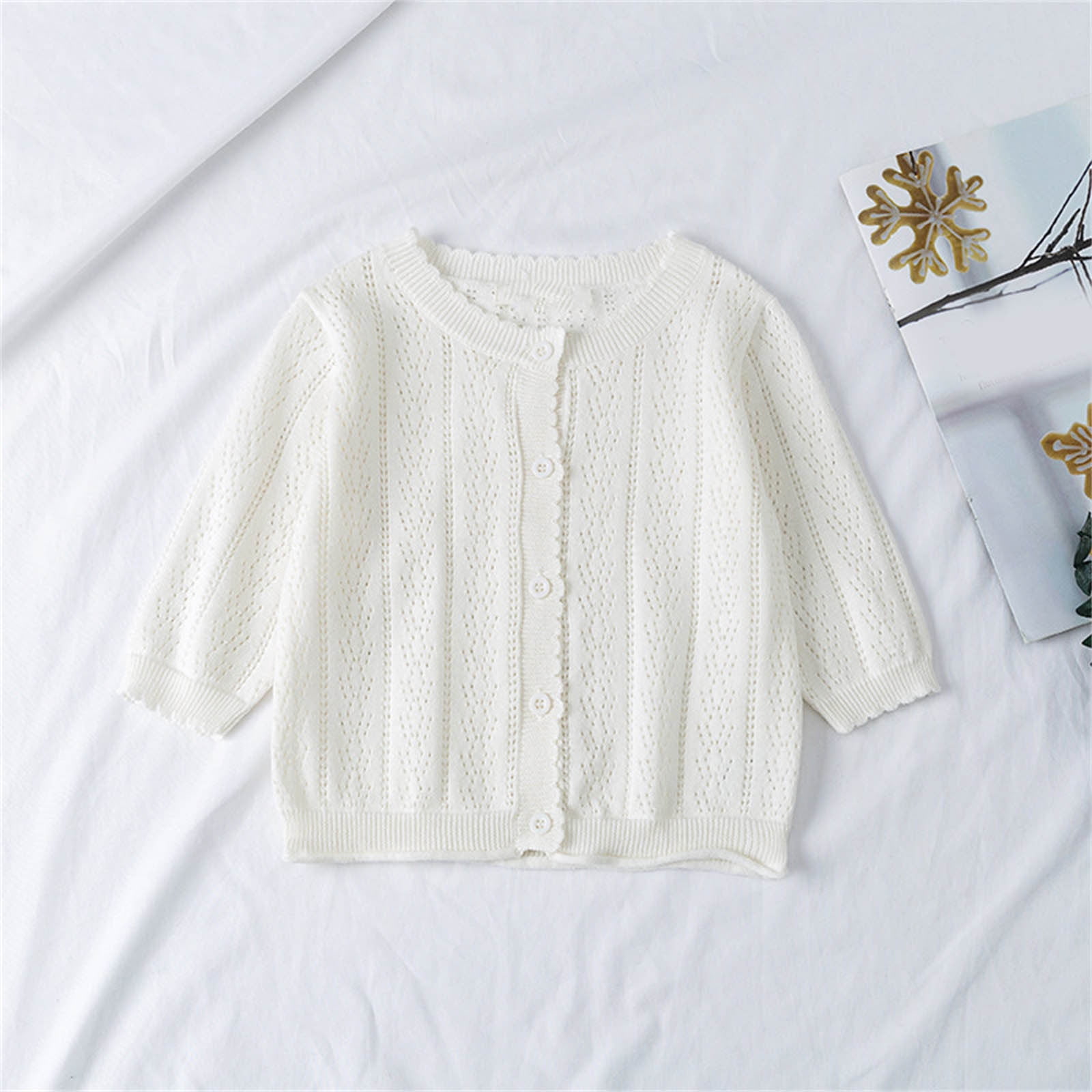 QIPOPIQ Girls Long Sleeve Button-Front Cardigan Sweater School Uniform ...