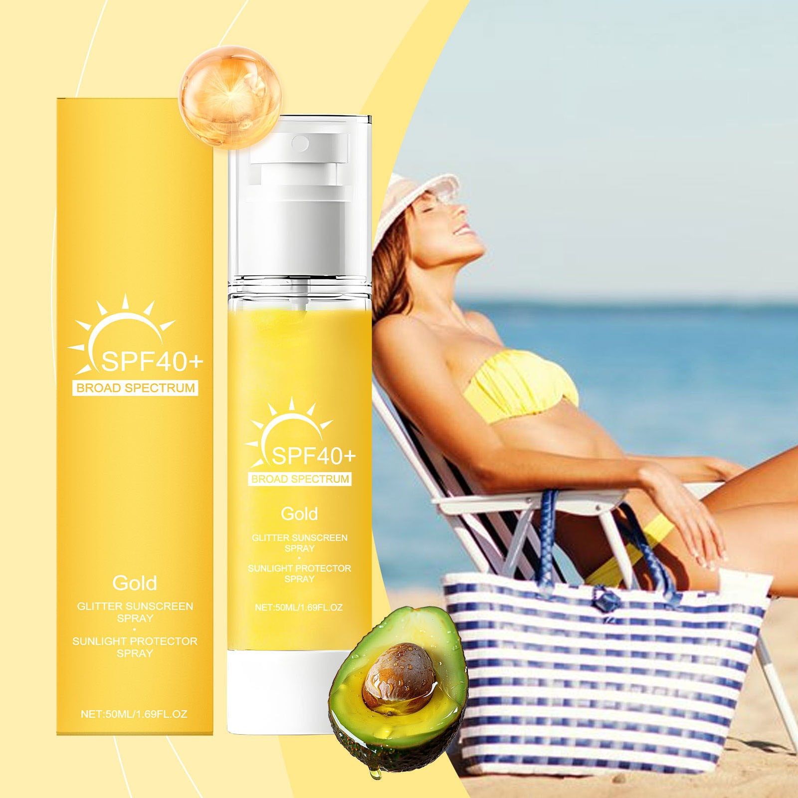 QIPOPIQ Glitter Sunscreen Body Oil SPF 40 | Sun Shield Shimmering Body Glow with Broad Spectrum ...