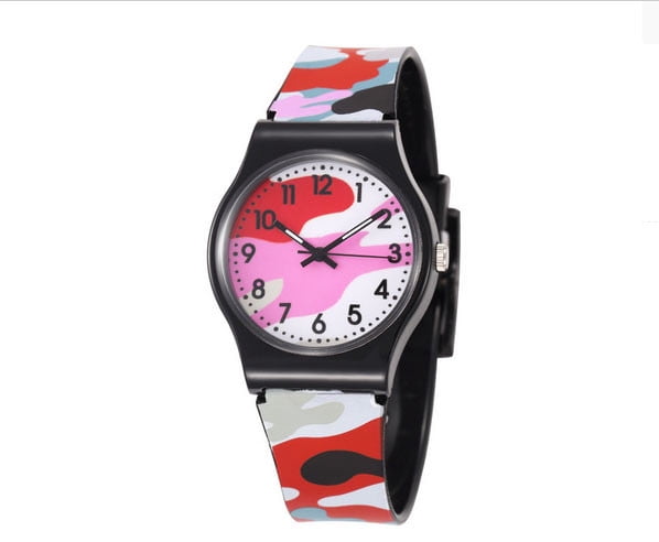 QIPOPIQ Kid's Quartz Watch Camouflage Children Watch Quartz Wristwatch ...