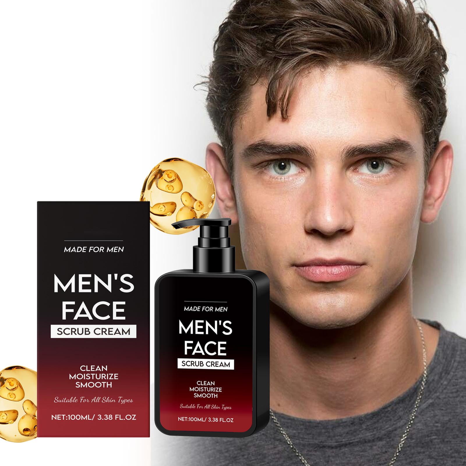 QIPOPIQ Men's Oil Control Scrub, Gently Clean Facial Skin, Refreshing ...