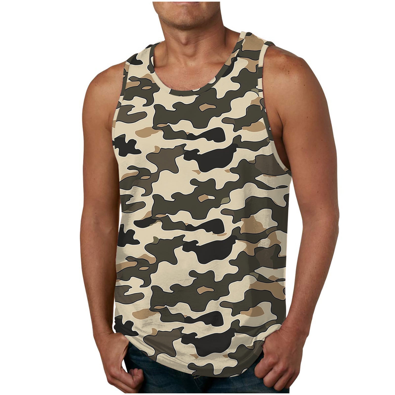 QIPOPIQ Mens Outdoor Camo Muscle Cut Off T Shirt Stringer Bodybuilding ...