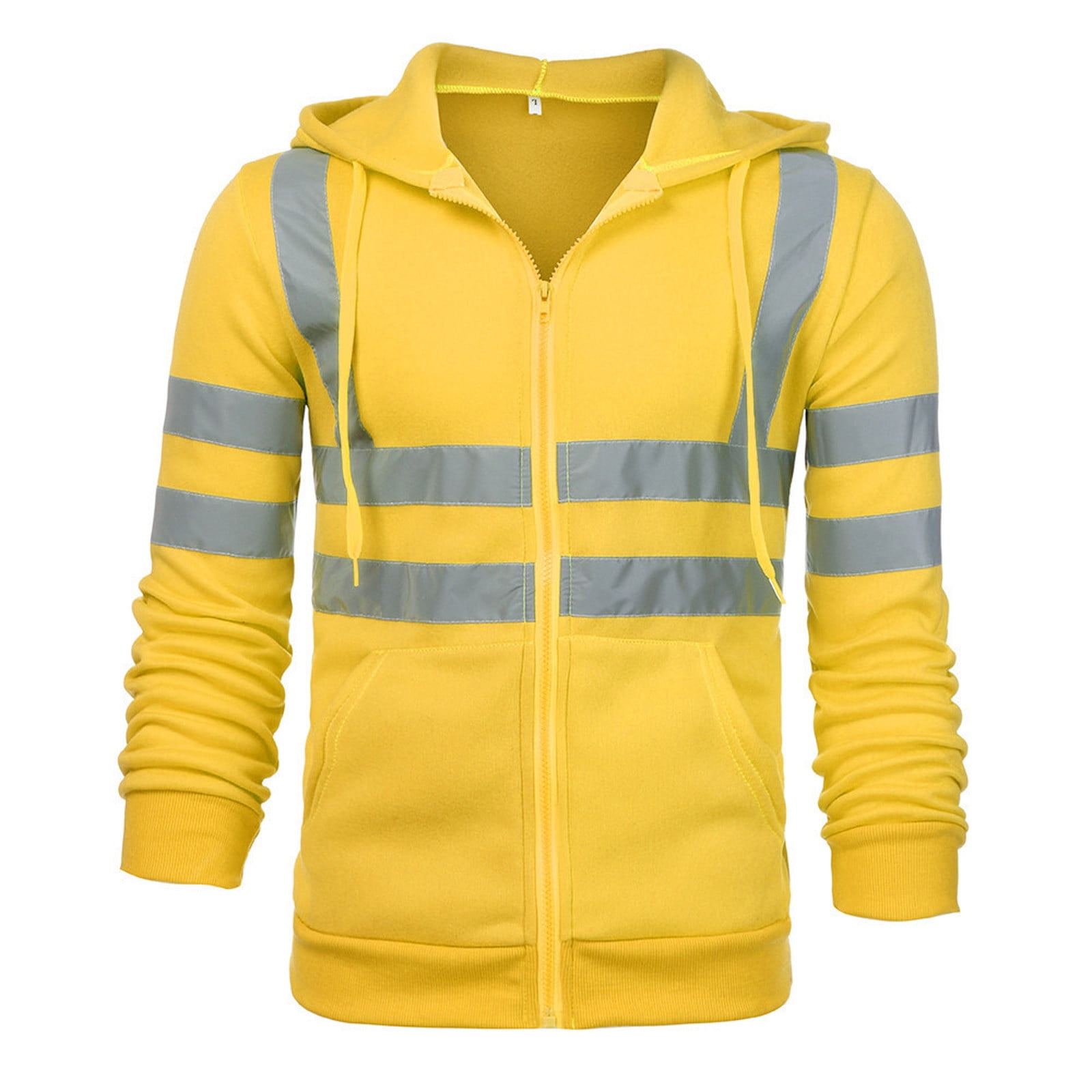 QIPOPIQ Reflective Hi Vis Winter Jacket, Safety Yellow Jackets for Men ...