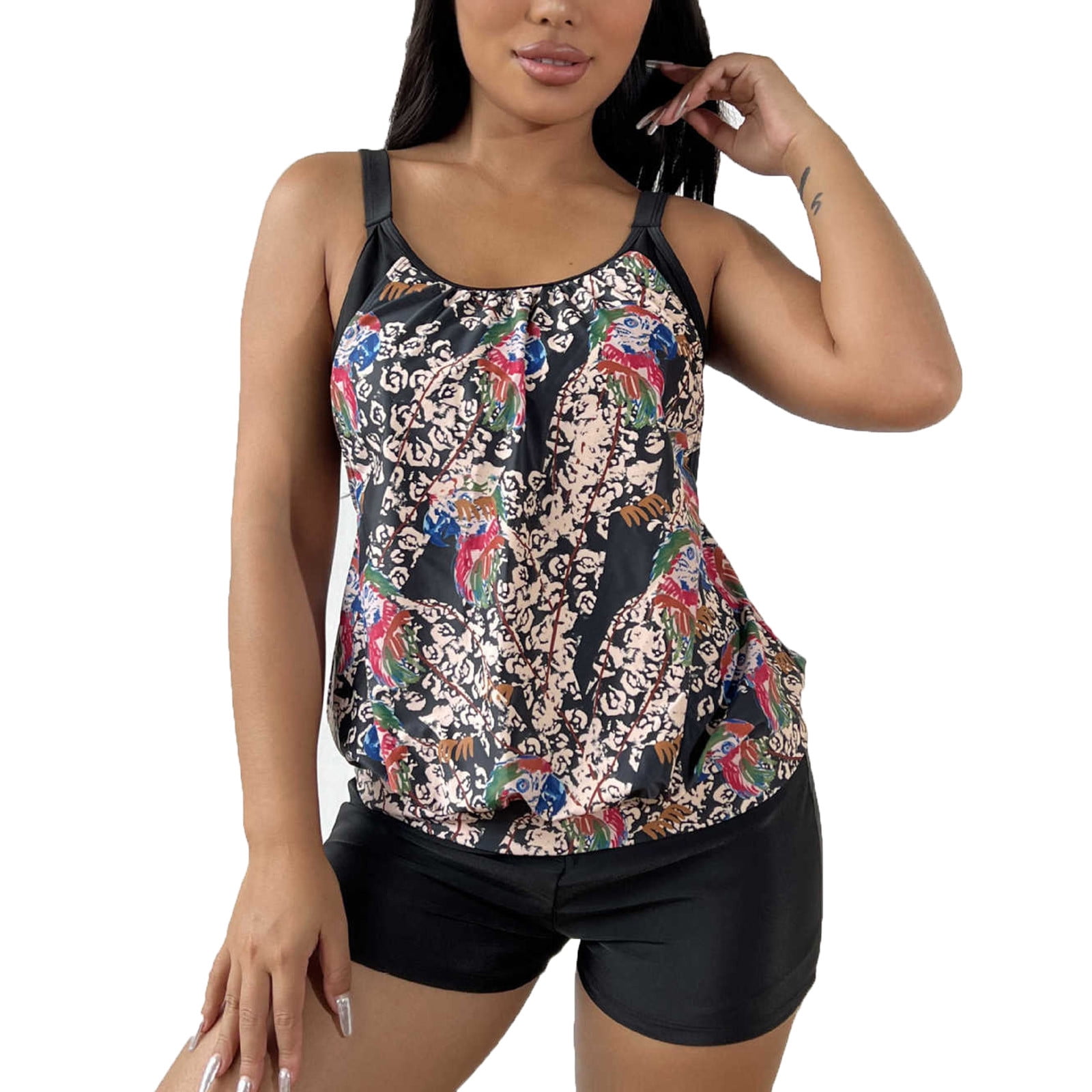 QIPOPIQ Women's Plus Size Tankini Sexy Backless High Waisted ...