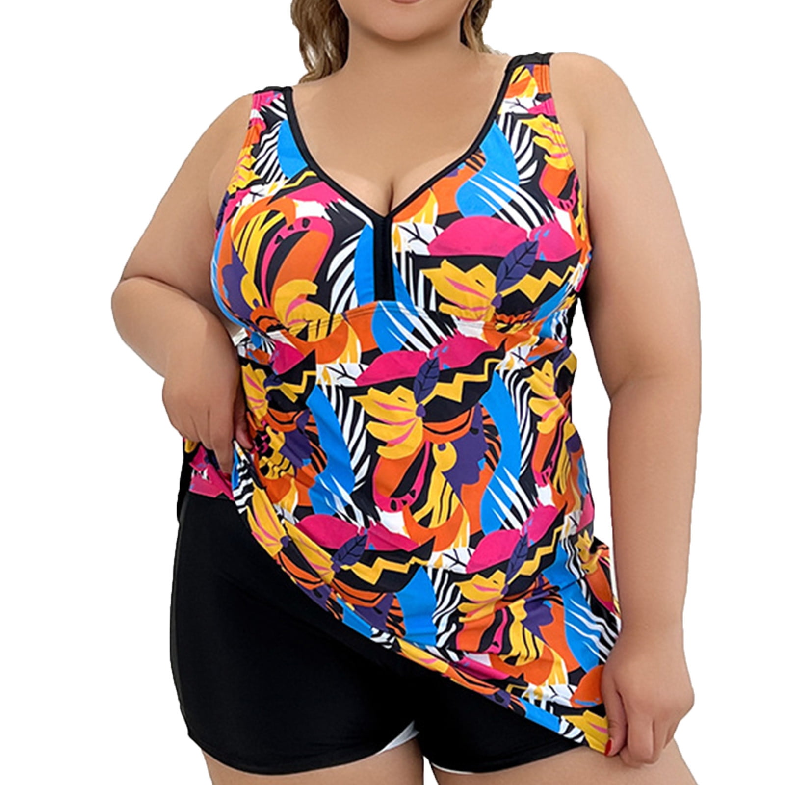 QIPOPIQ Women's Plus Size Tankini Plus Size Sexy Backless Tankini ...
